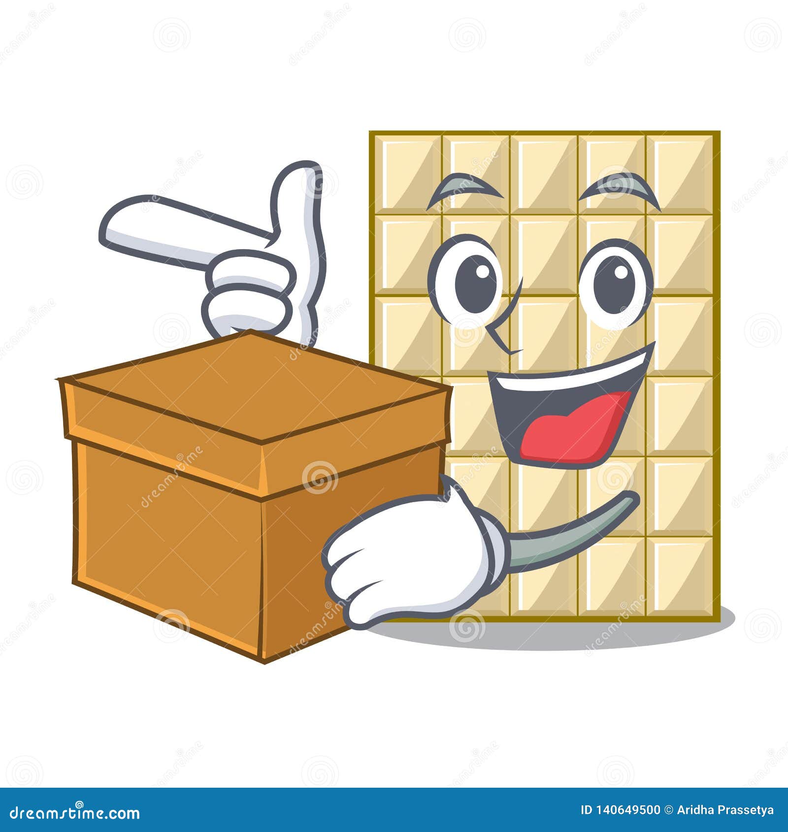 With Box White Chocolate on a Cartoon Plate Stock Vector - Illustration ...