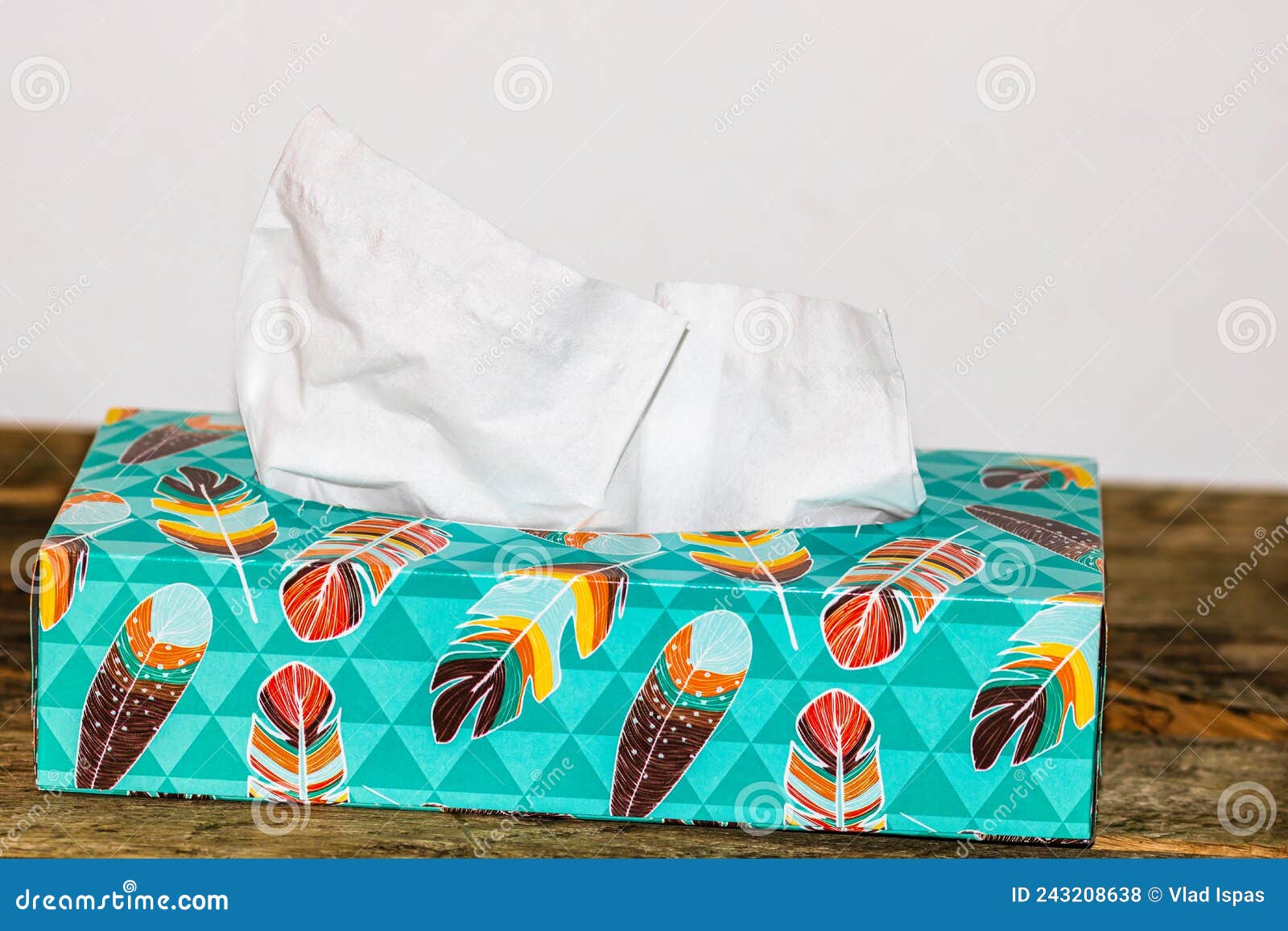 Box of White Paper Tissues on Table Stock Photo - Image of wooden ...