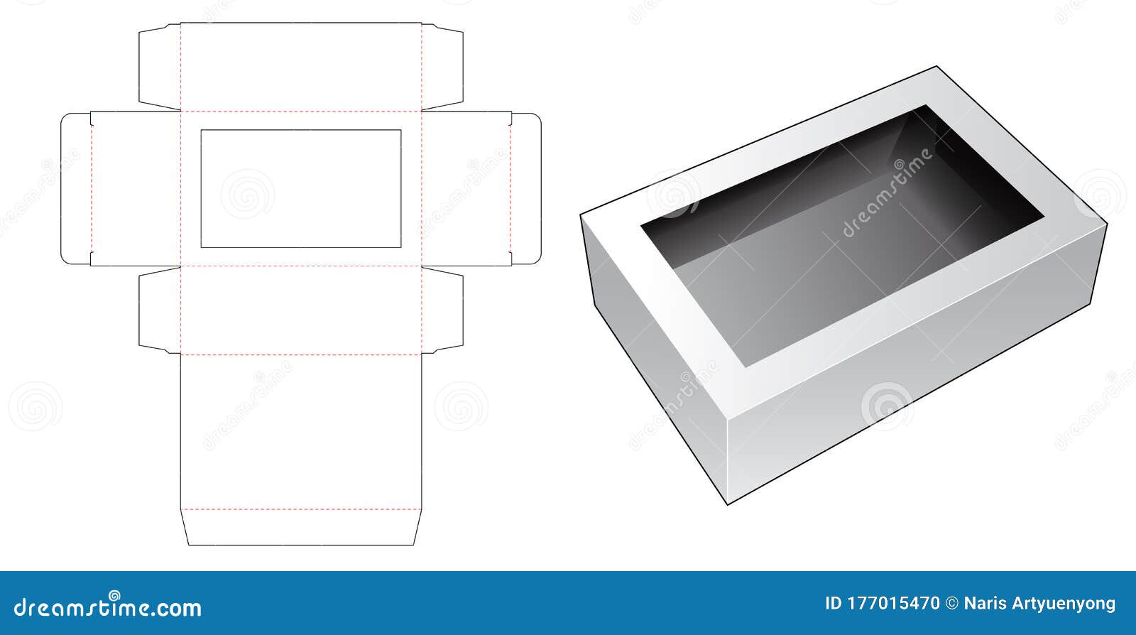 Box with Window Die Cut Template Stock Vector - Illustration of element ...