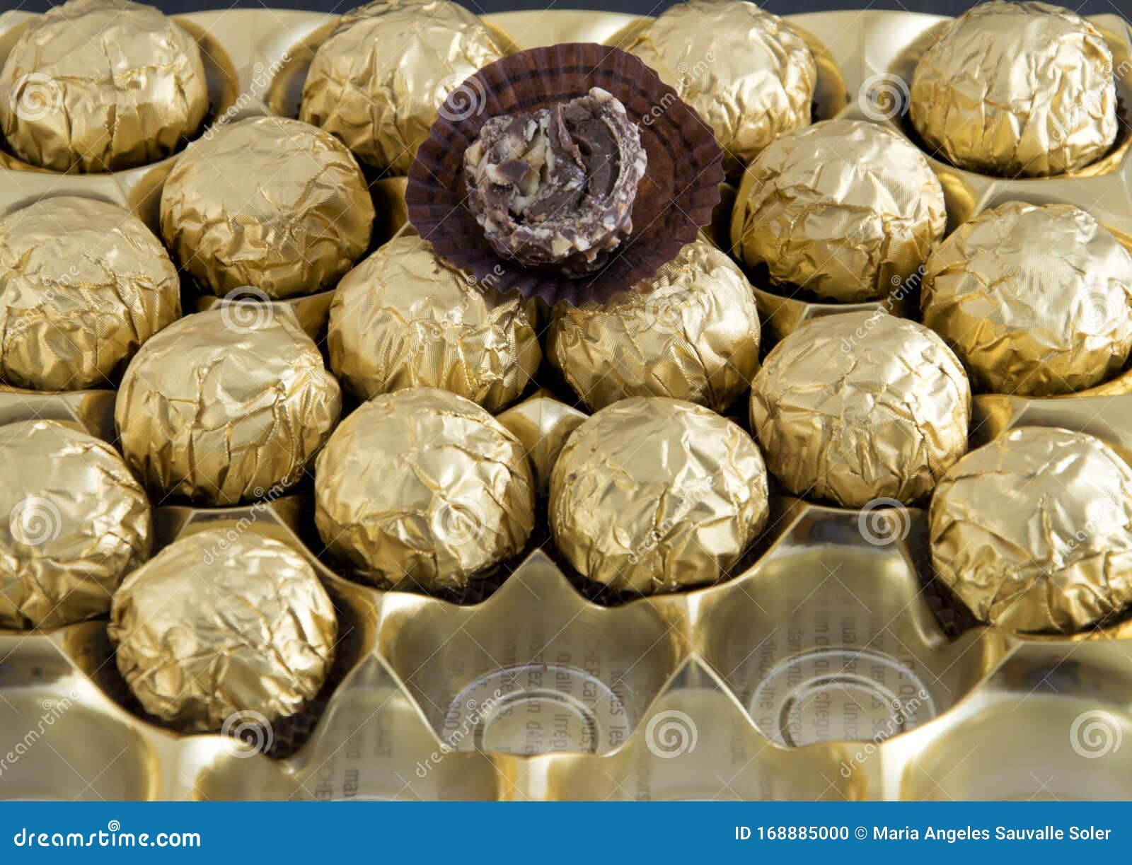 Box of wrapped chocolates. stock photo. Image of chocolates - 168885000