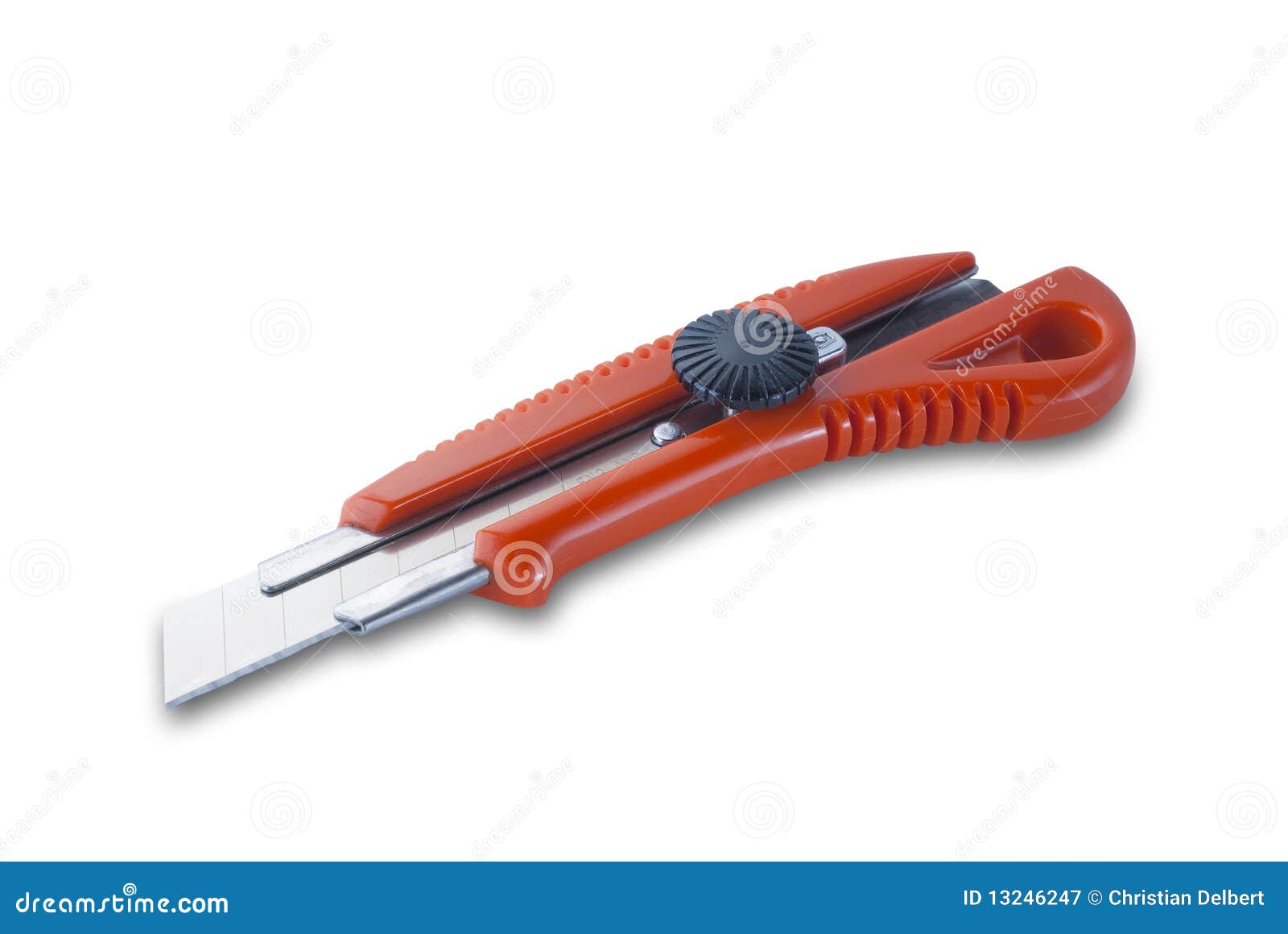 Boxcutter rojo, aislado imagen de archivo. Imagen de primer - 13246247