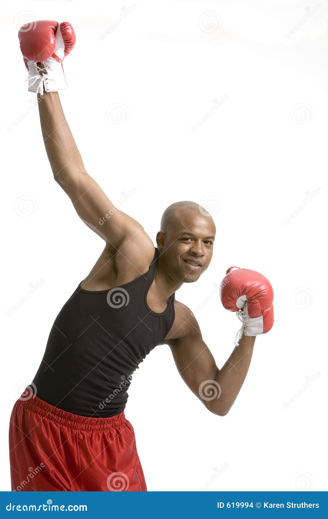Boxeador feliz foto de archivo. Imagen de rojo, listo, negro - 619994