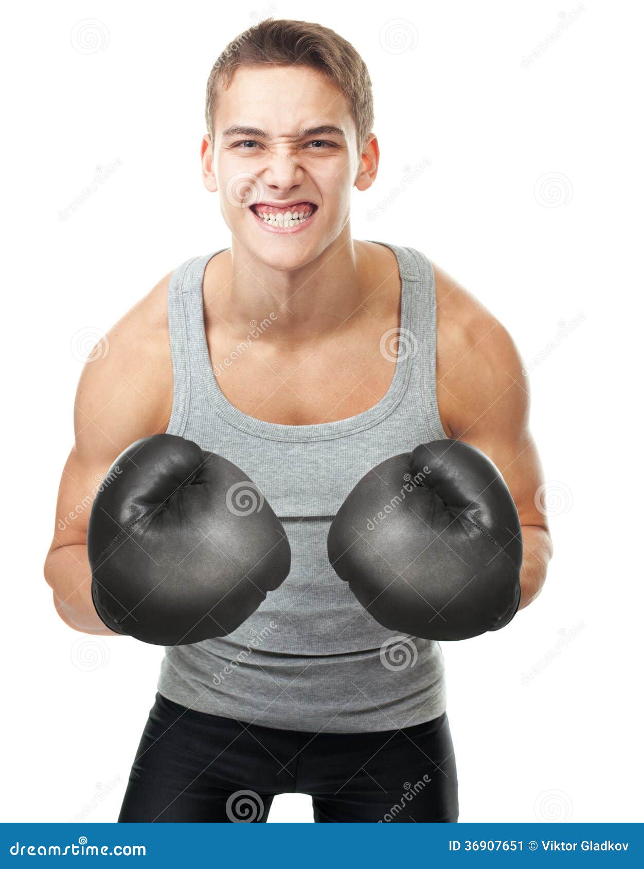 Boxeador joven enojado imagen de archivo. Imagen de mano - 36907651