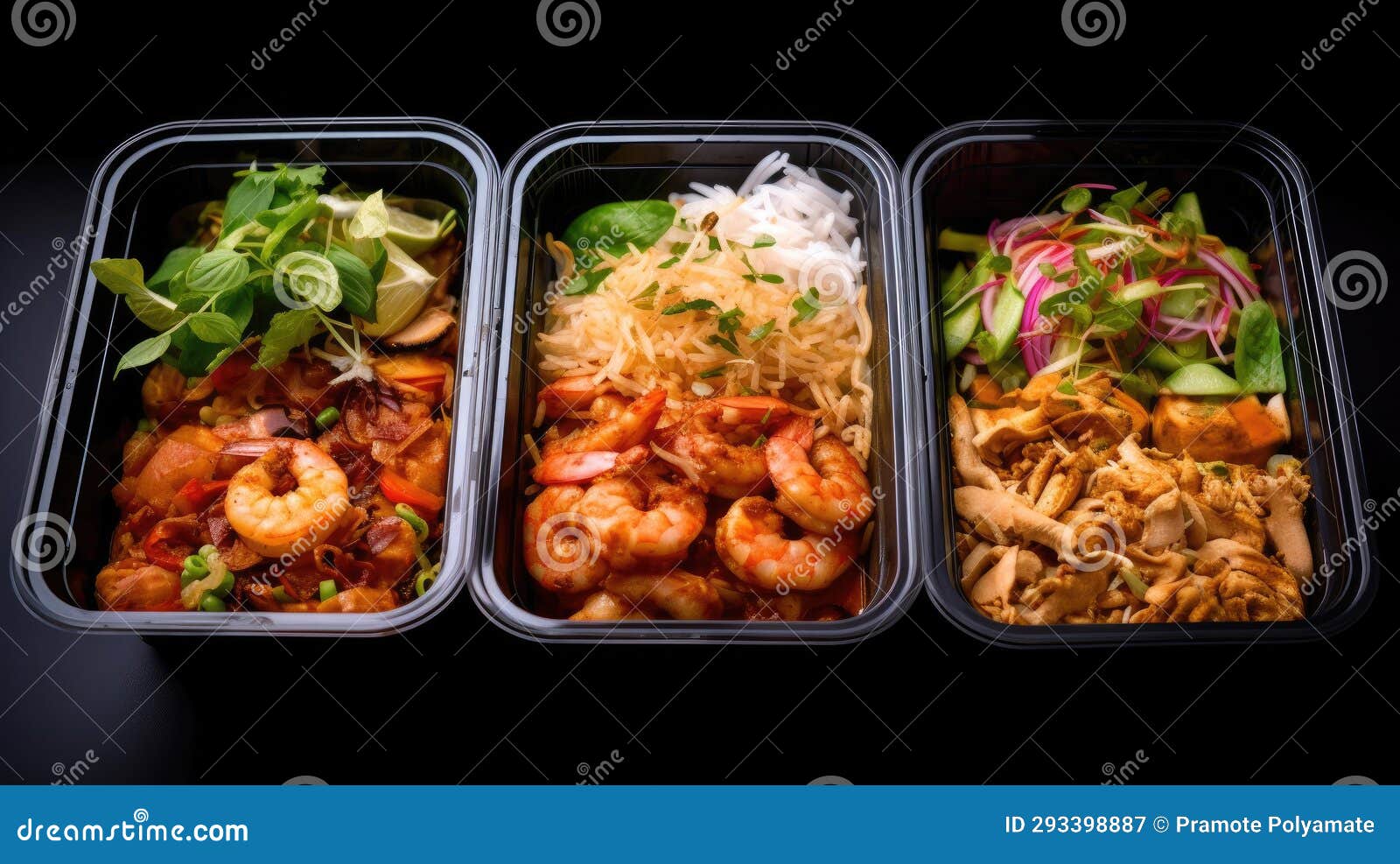 Boxed Lunch, Modern Thai Food Lunch Boxes in Plastic Packages Stock ...