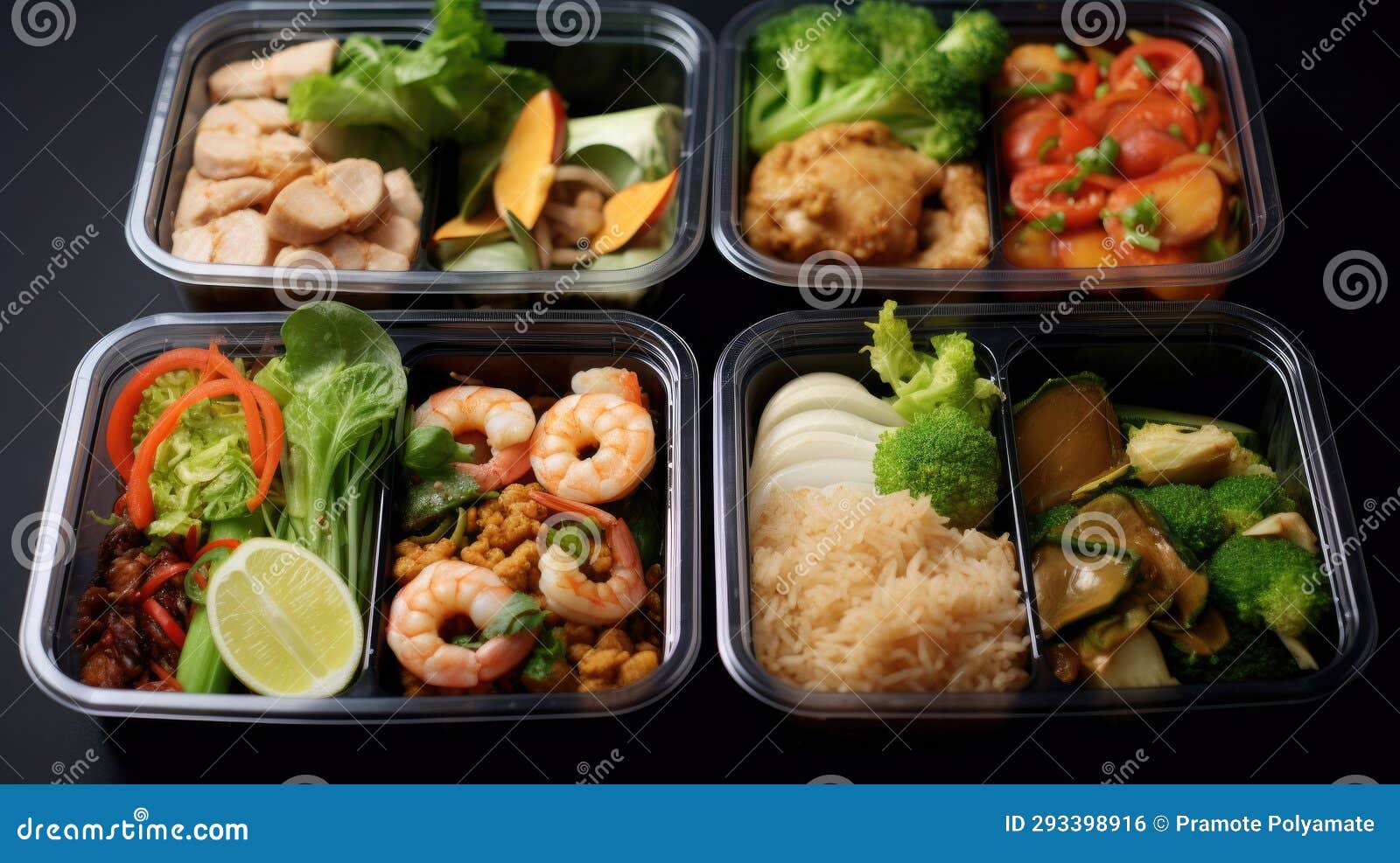 Boxed Lunch, Modern Thai Food Lunch Boxes in Plastic Packages Stock ...