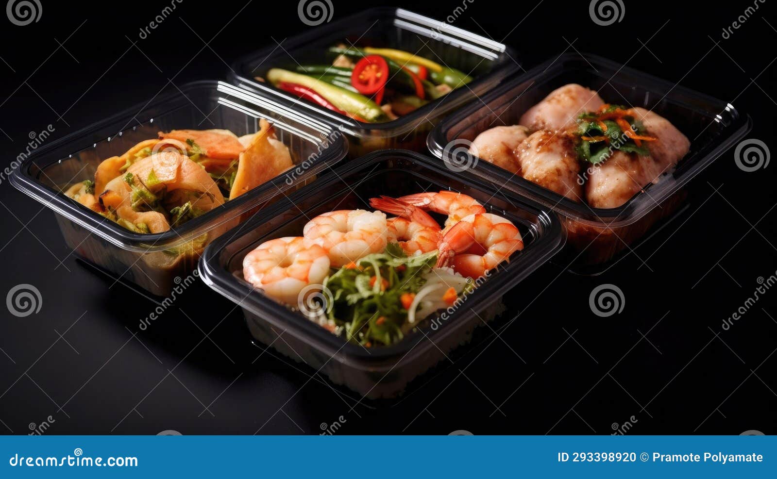 Boxed Lunch, Modern Thai Food Lunch Boxes in Plastic Packages Stock ...