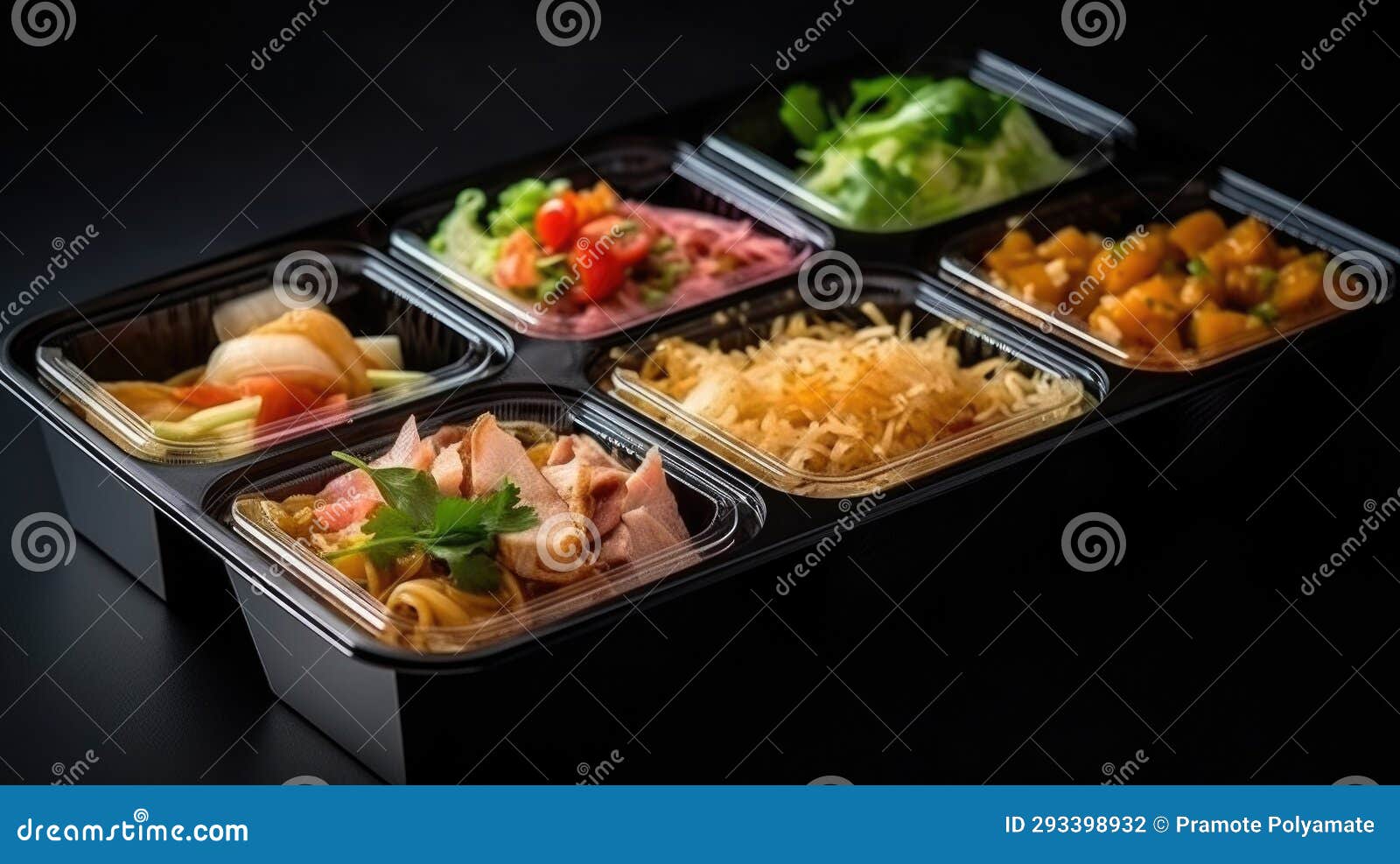 Boxed Lunch, Modern Thai Food Lunch Boxes in Plastic Packages Stock ...