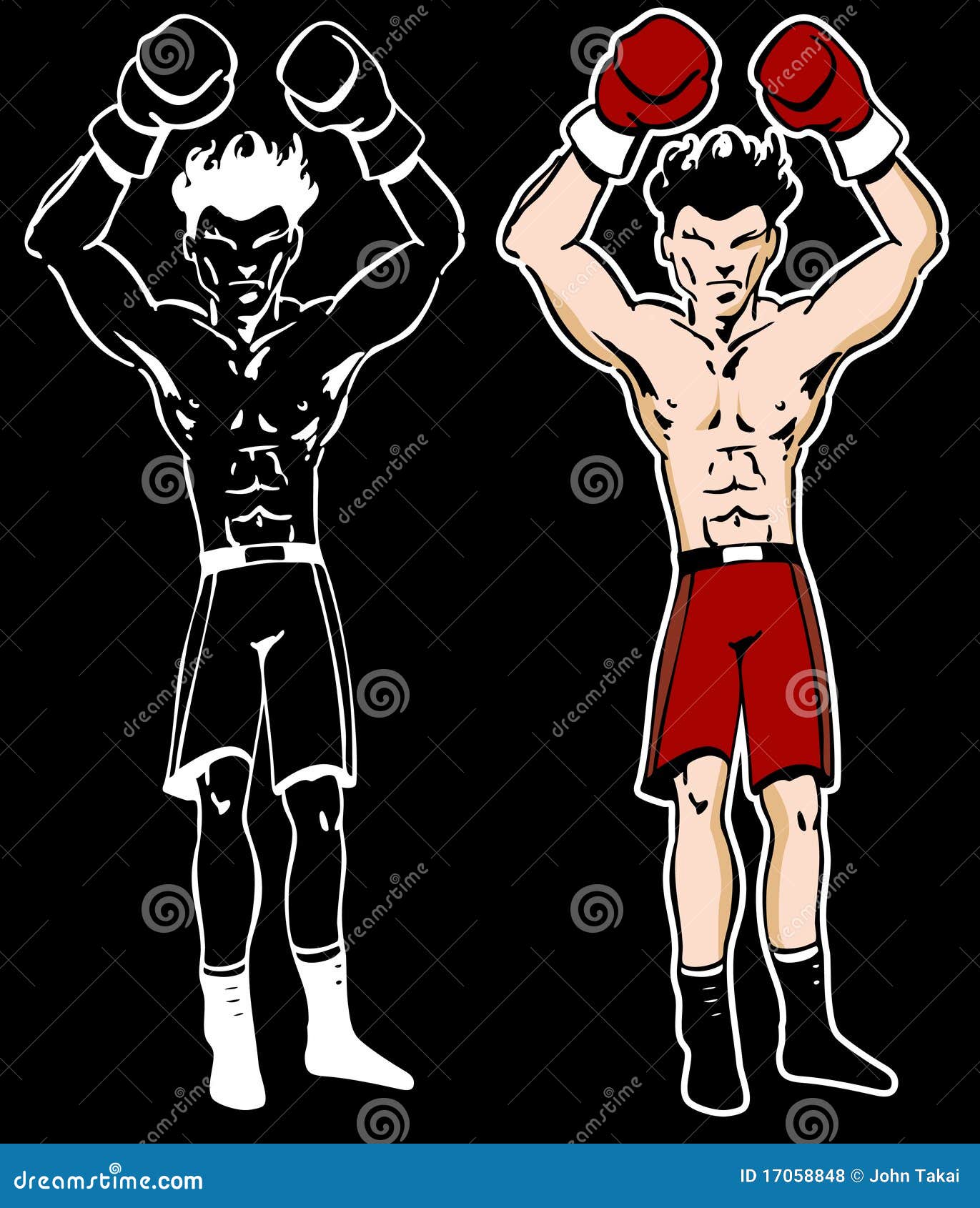 Boxer with Arms Raised Cartoon Character Stock Vector - Illustration of ...