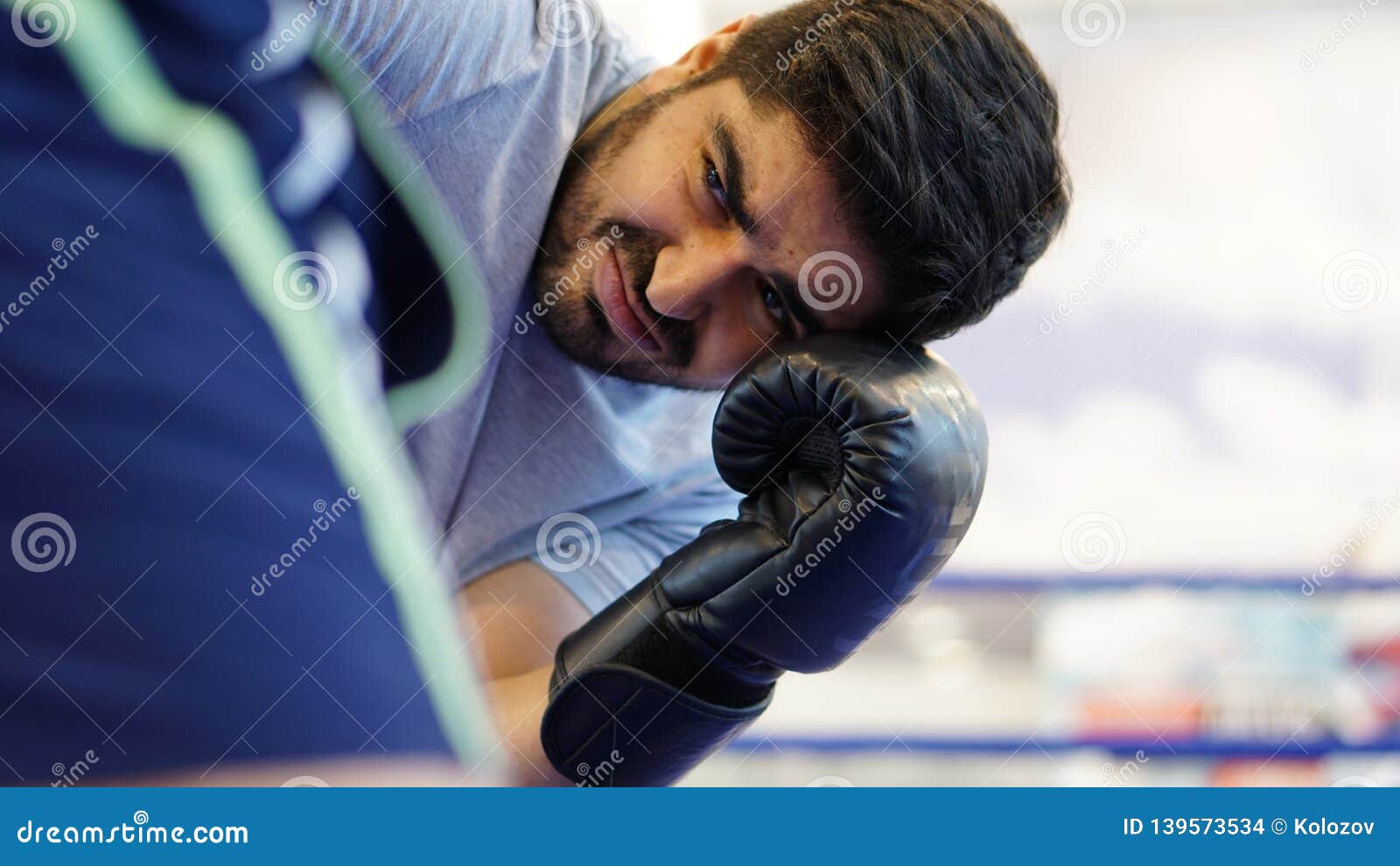 Boxer with Black Beard Standing in Boxing Pose Stock Photo - Image of ...