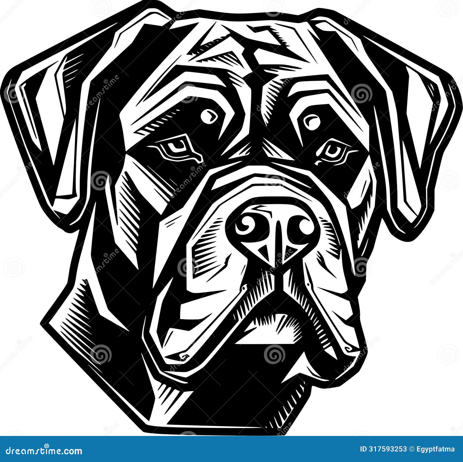 Boxer - Black and White Vector Illustration Stock Vector - Illustration ...