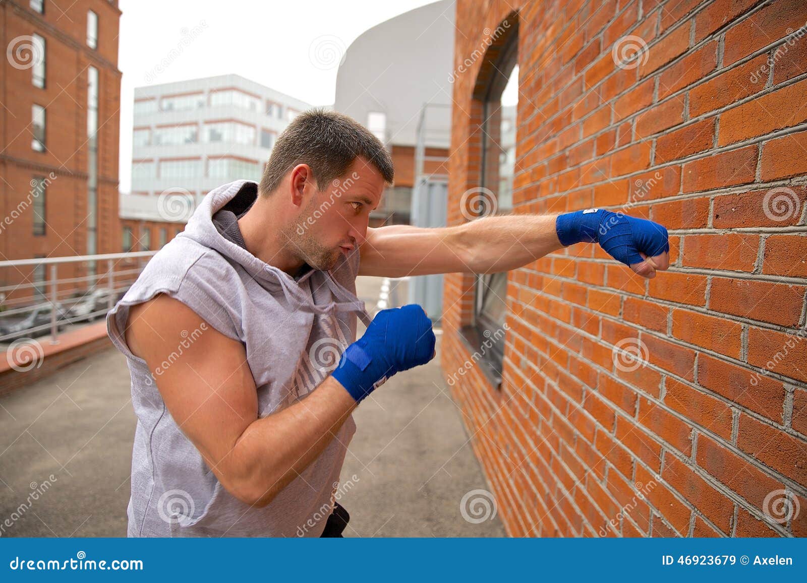Boxer in blue bandage stock image. Image of brick, goal - 46923679