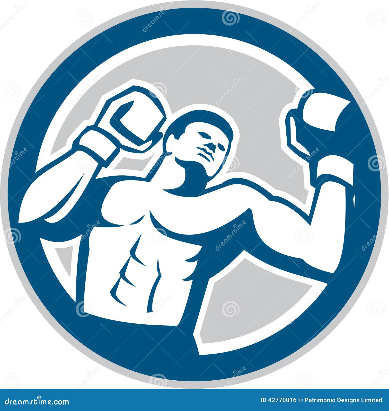 Boxer Boxing Jabbing Punch Side Shield Retro Vector Illustration ...