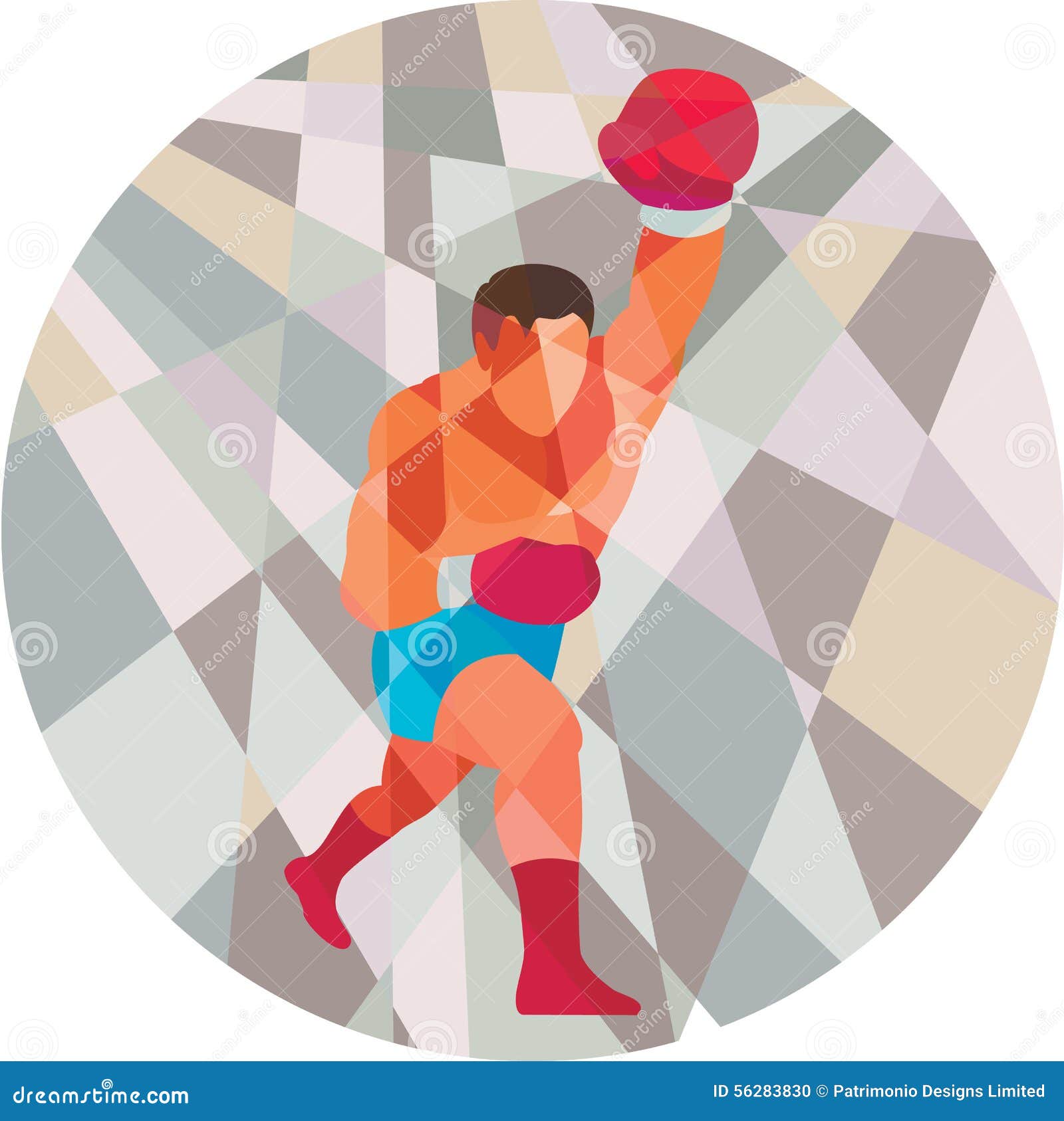 Boxer Boxing Punching Circle Low Polygon Stock Illustration ...