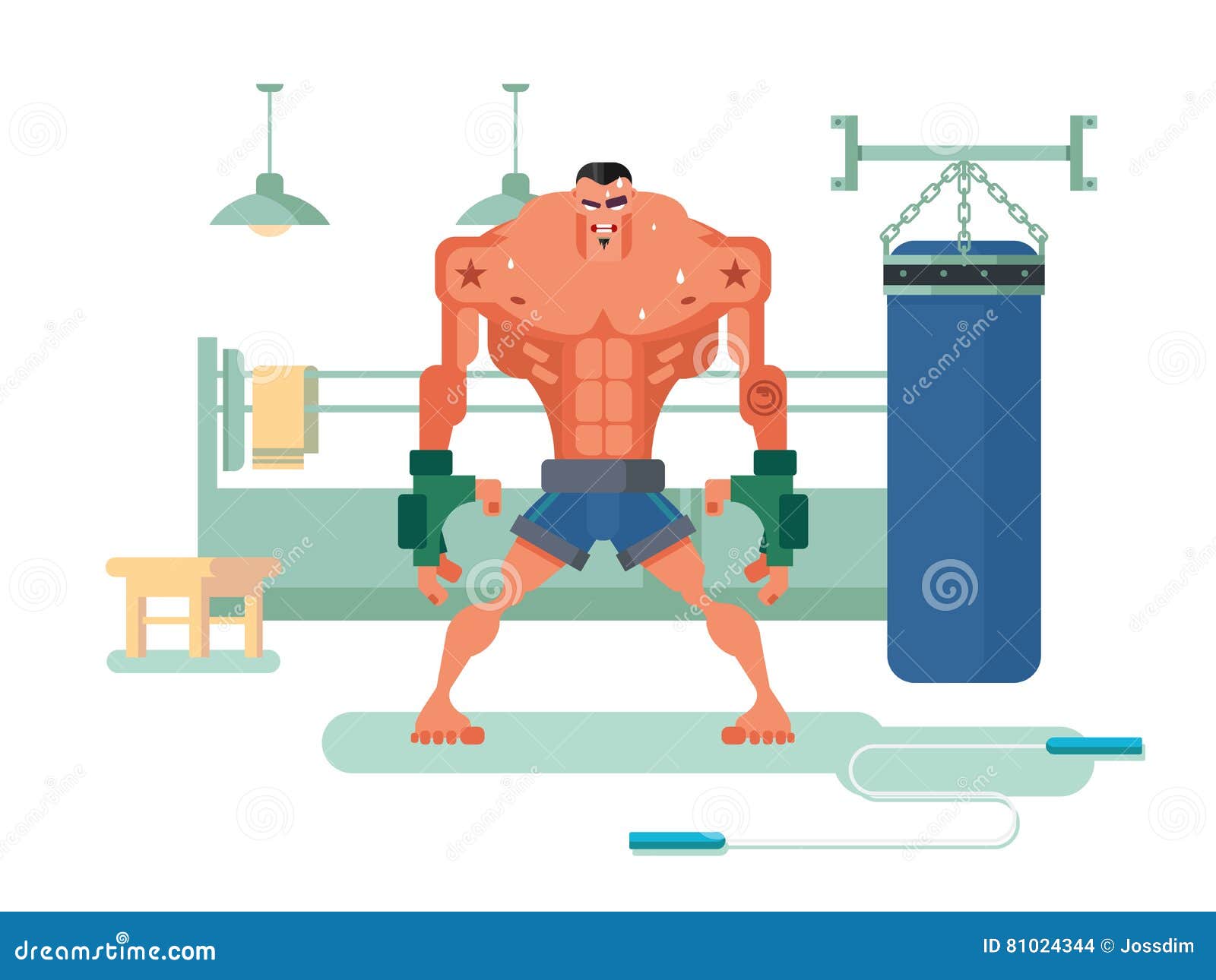 Character In Training. Build Your Bady. 2D Flat Illustration For The ...
