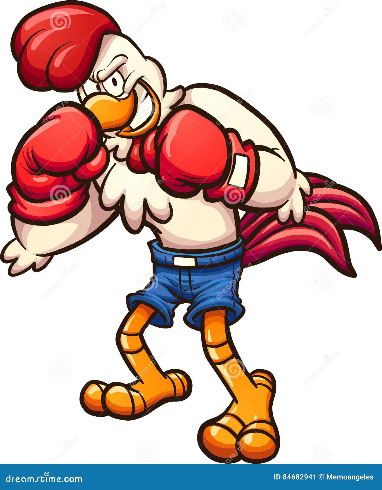 Rooster Boxer Wearing Boxing Championship Belt Cartoon Vector ...