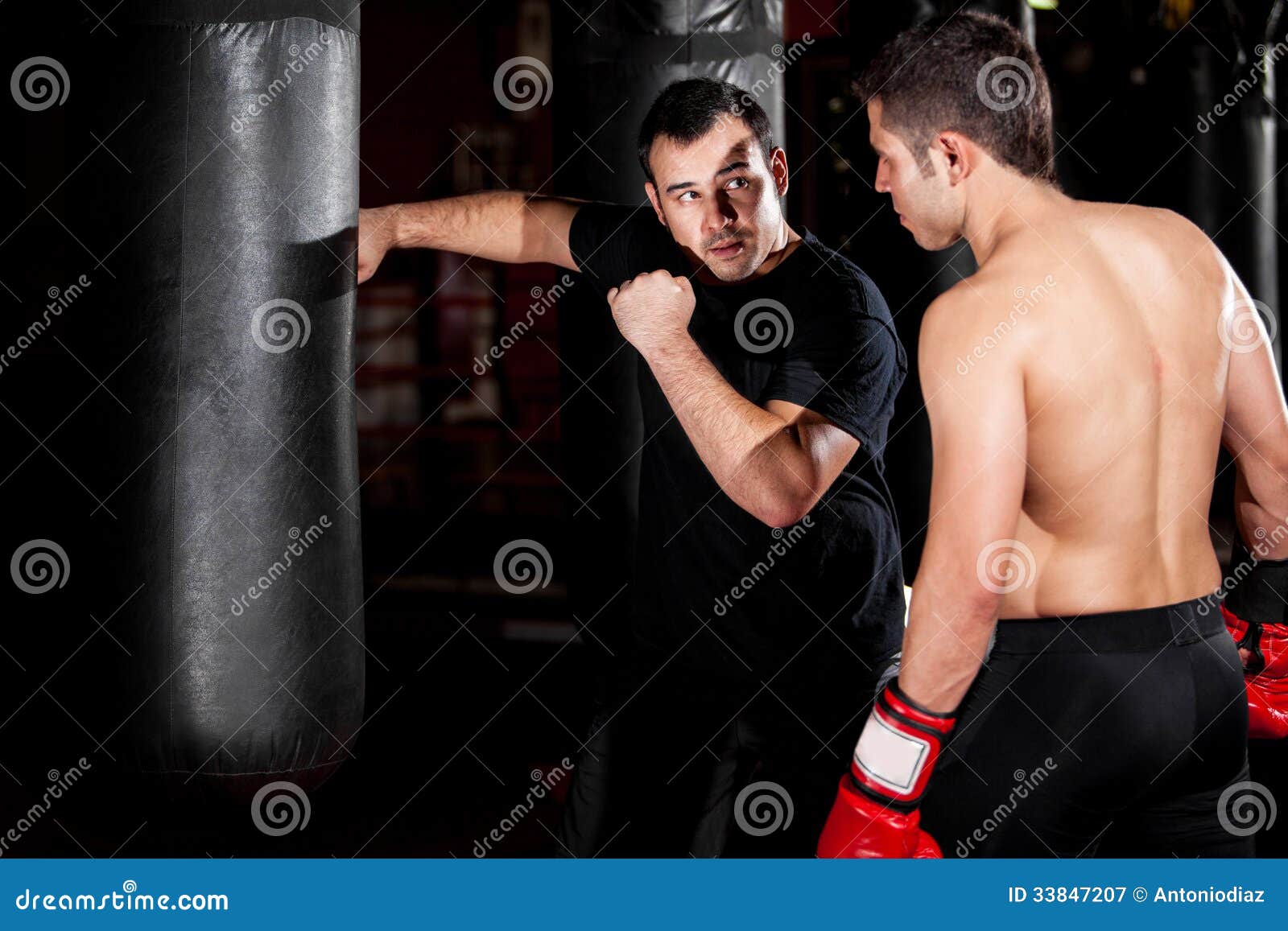 Boxer and Coach Training at a Gym Stock Image - Image of muscle ...