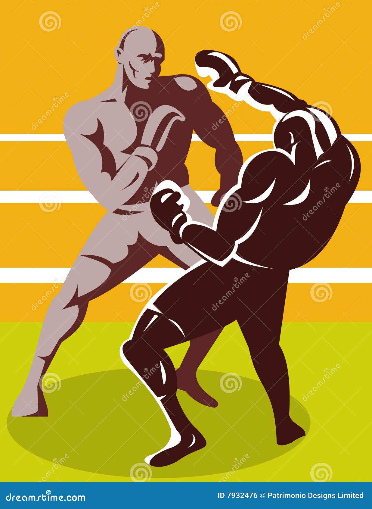 Boxer Connecting A Knockout Cartoon Vector | CartoonDealer.com #4349031