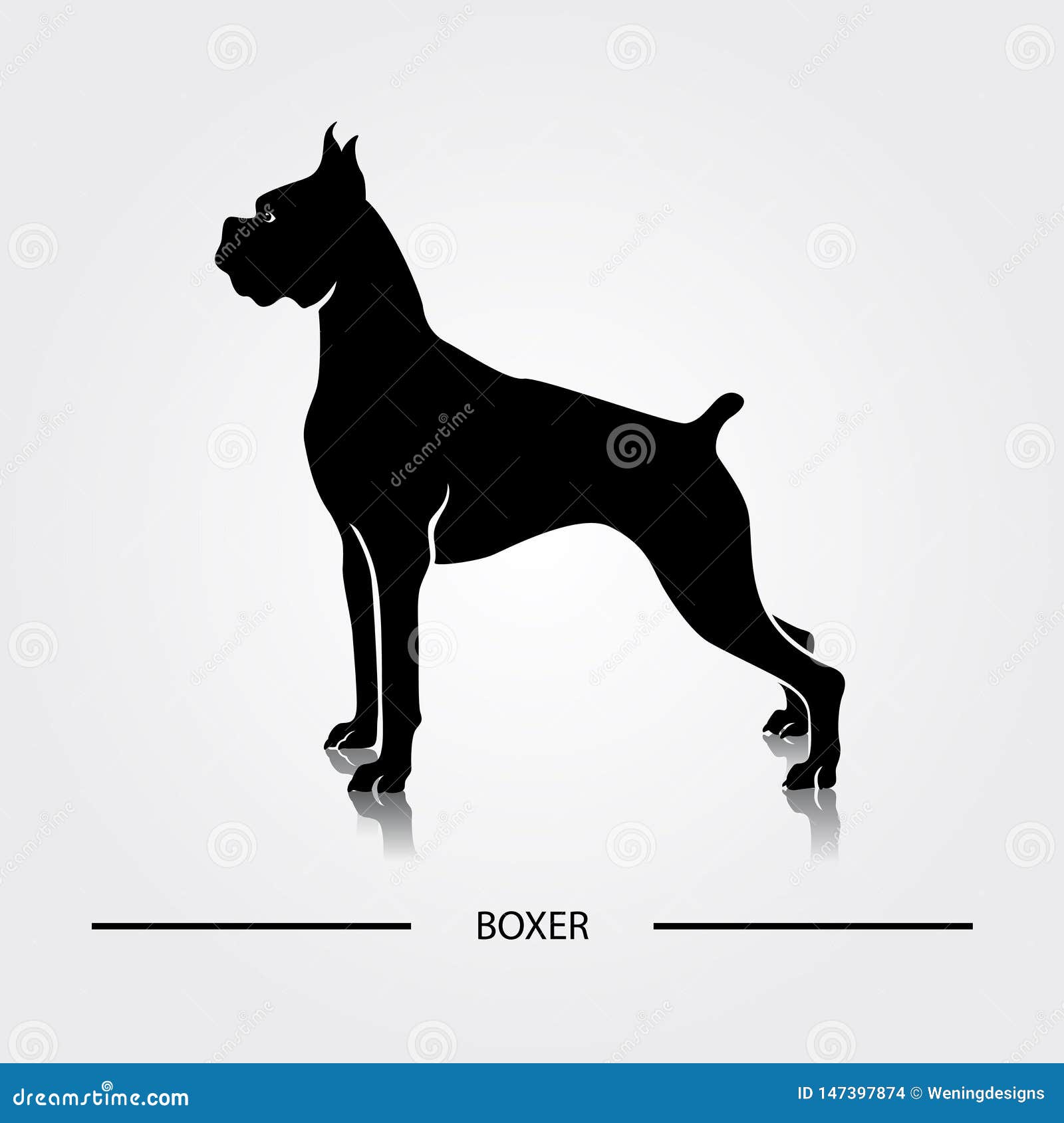 Boxer Dog Silhouette. Vector Illustration | CartoonDealer.com #147397874