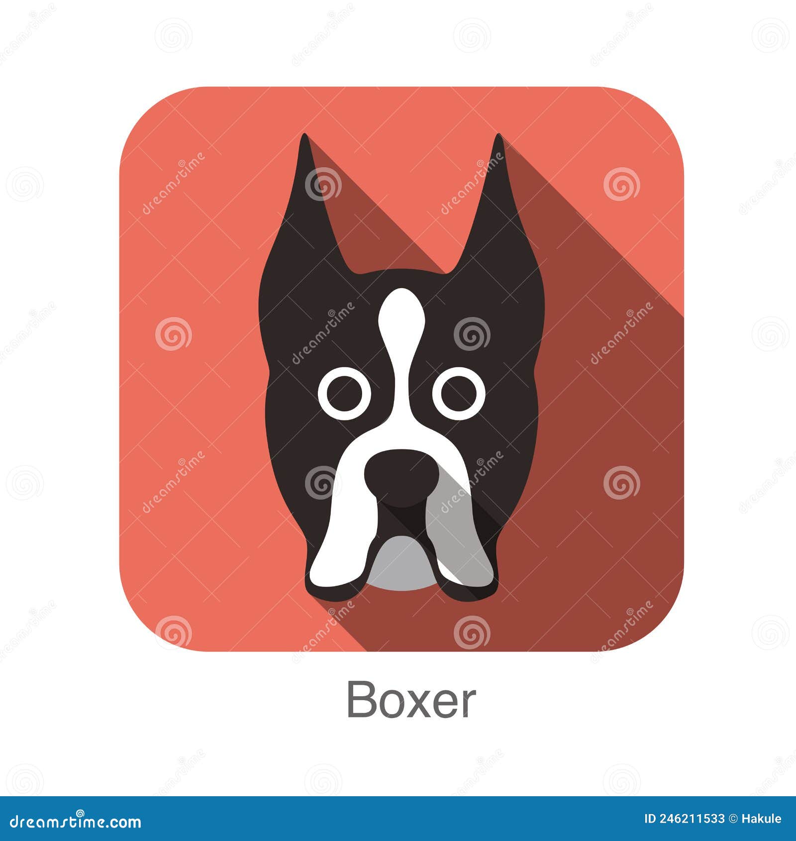 Boxer dog face flat icon stock vector. Illustration of character ...