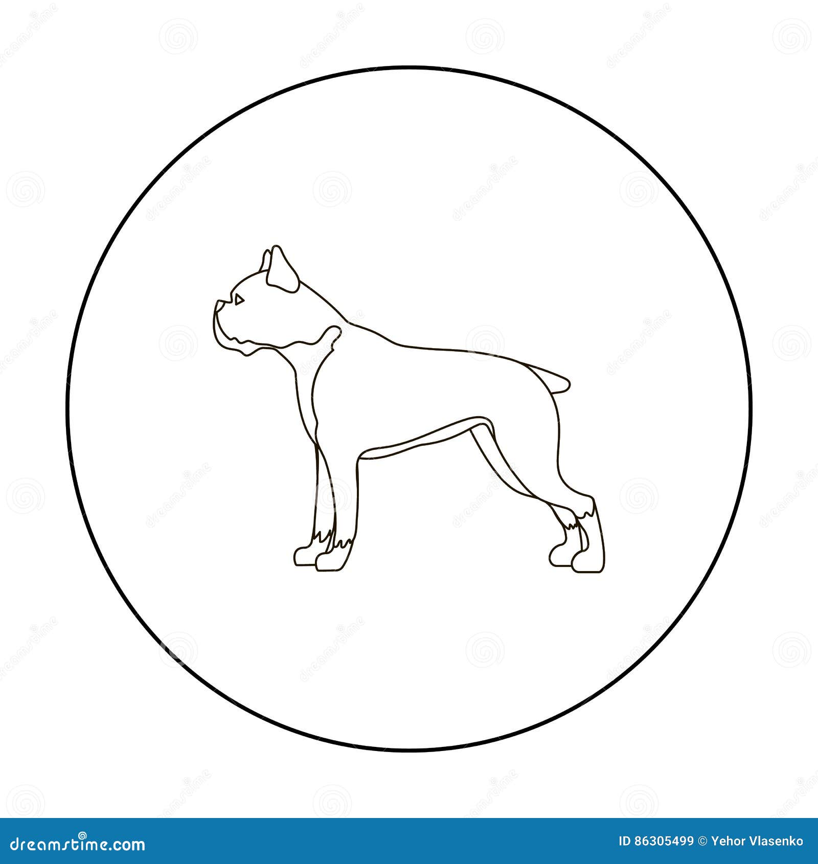 Boxer Dog Vector Icon in Outline Style for Web Stock Vector ...