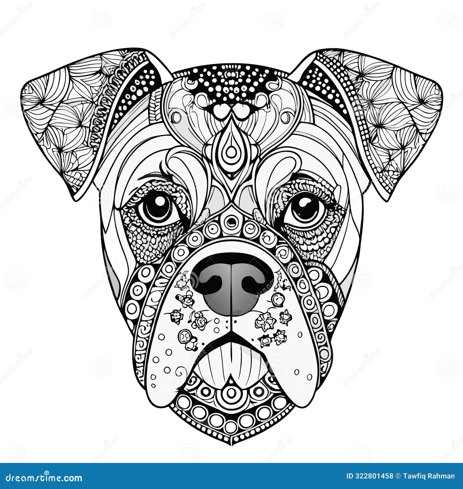 Boxer Dog Zentangle Vector Illustration Hand-Drawn Pattern Stock ...