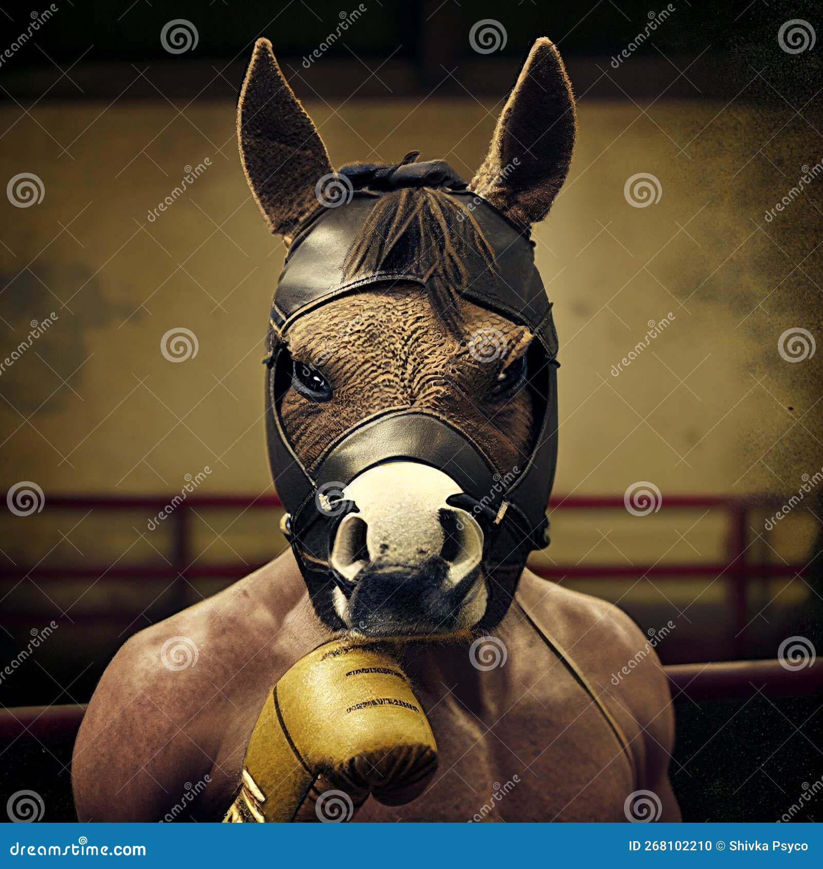 Boxer with a Donkey Face in Boxing Ring Image Stock Illustration ...