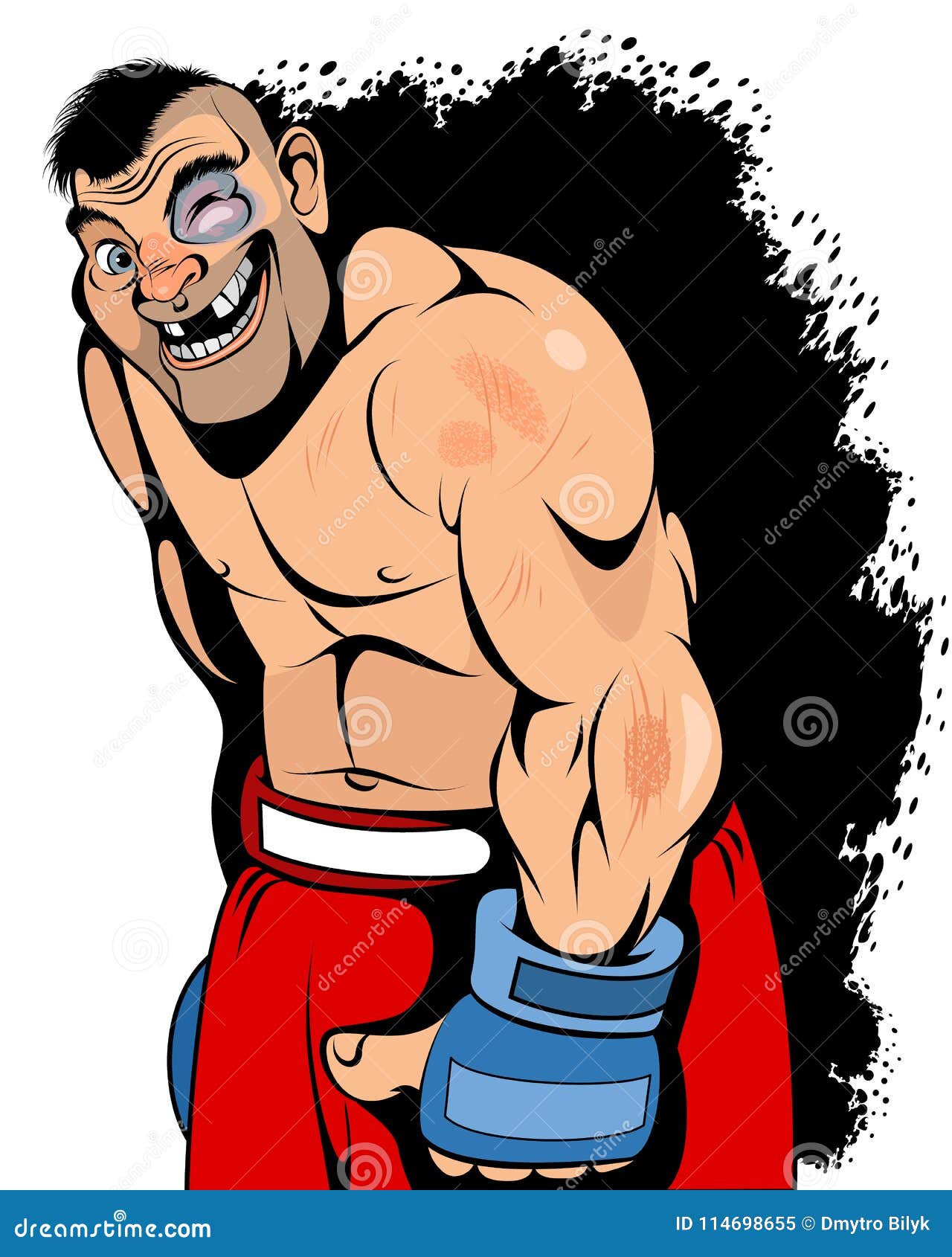 Boxer after a fight stock vector. Illustration of drawing - 114698655