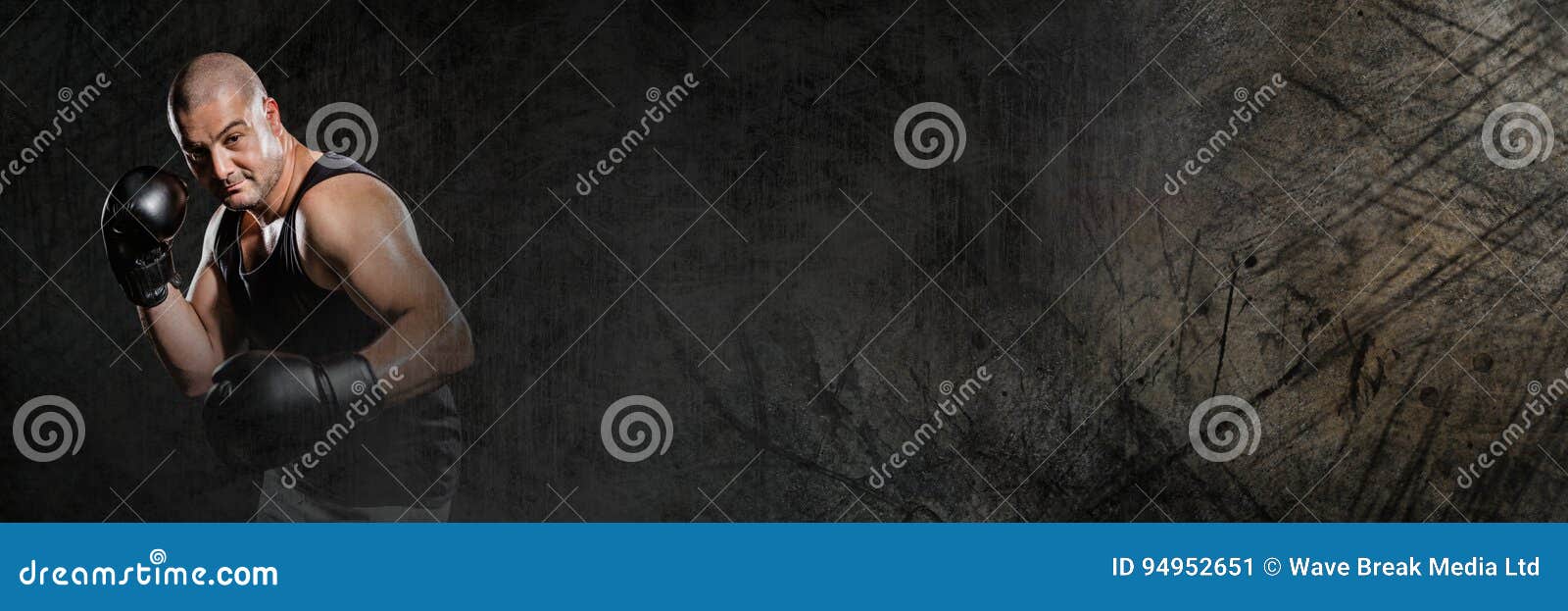Boxer Fighter Man with Dark Grunge Transition Stock Image - Image of ...