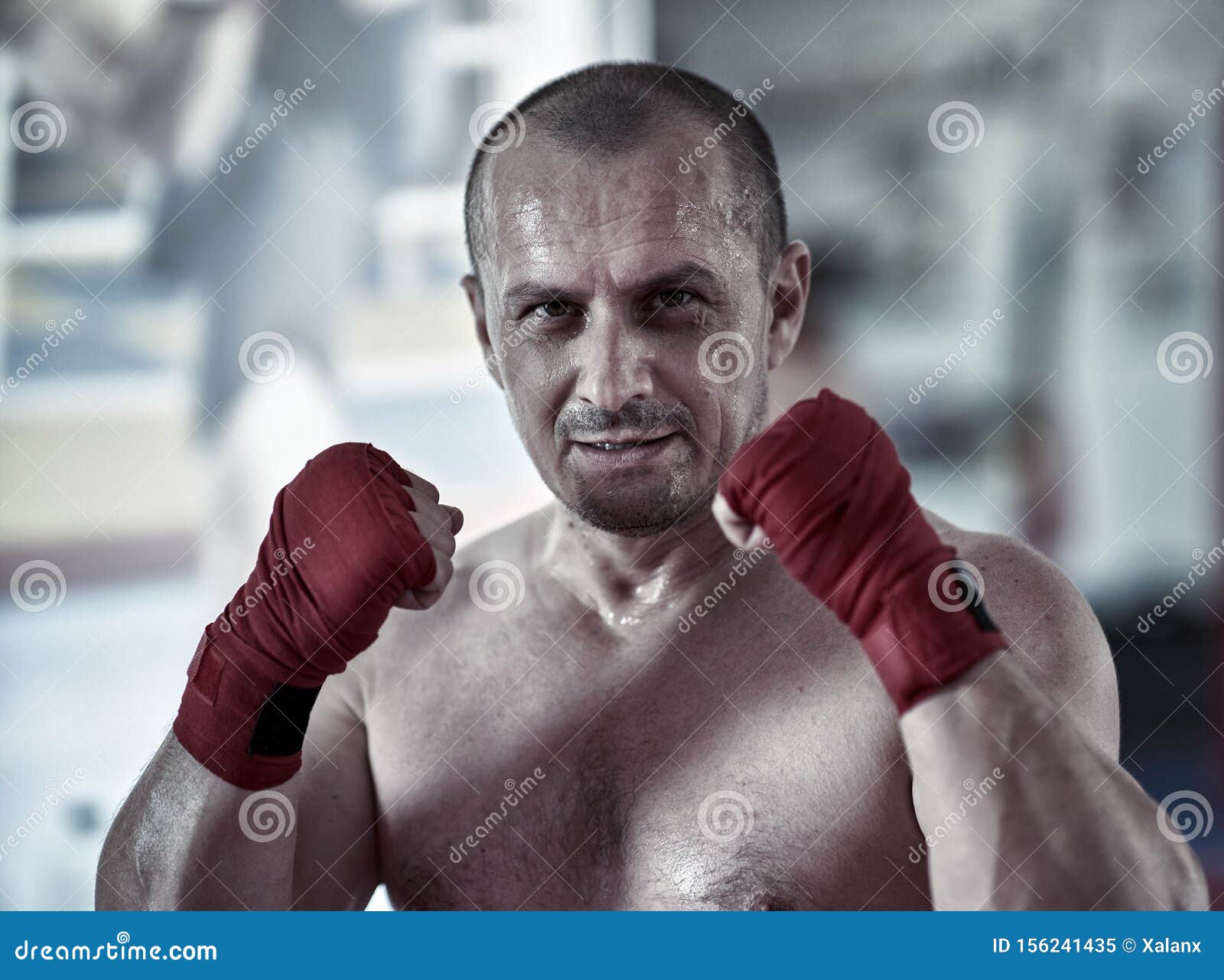 Boxer with hand wraps stock image. Image of sport, action - 156241435