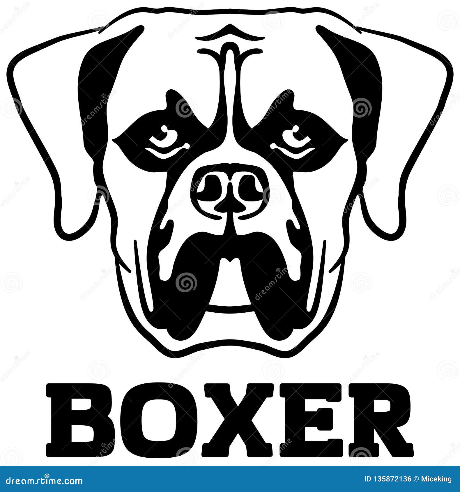 Boxer Dog Head Zentangle Stylized, Vector, Illustration, Freehand ...