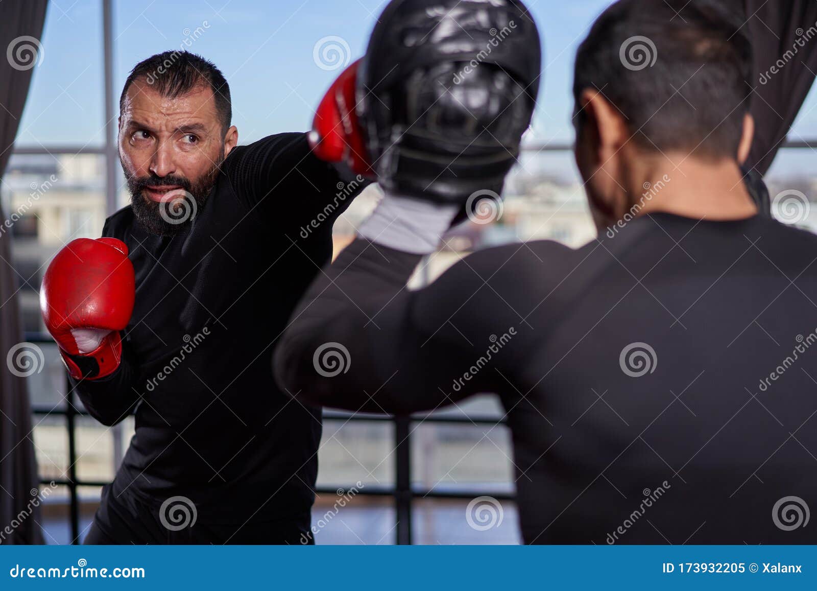 Boxer training with coach stock image. Image of fighter - 173932205