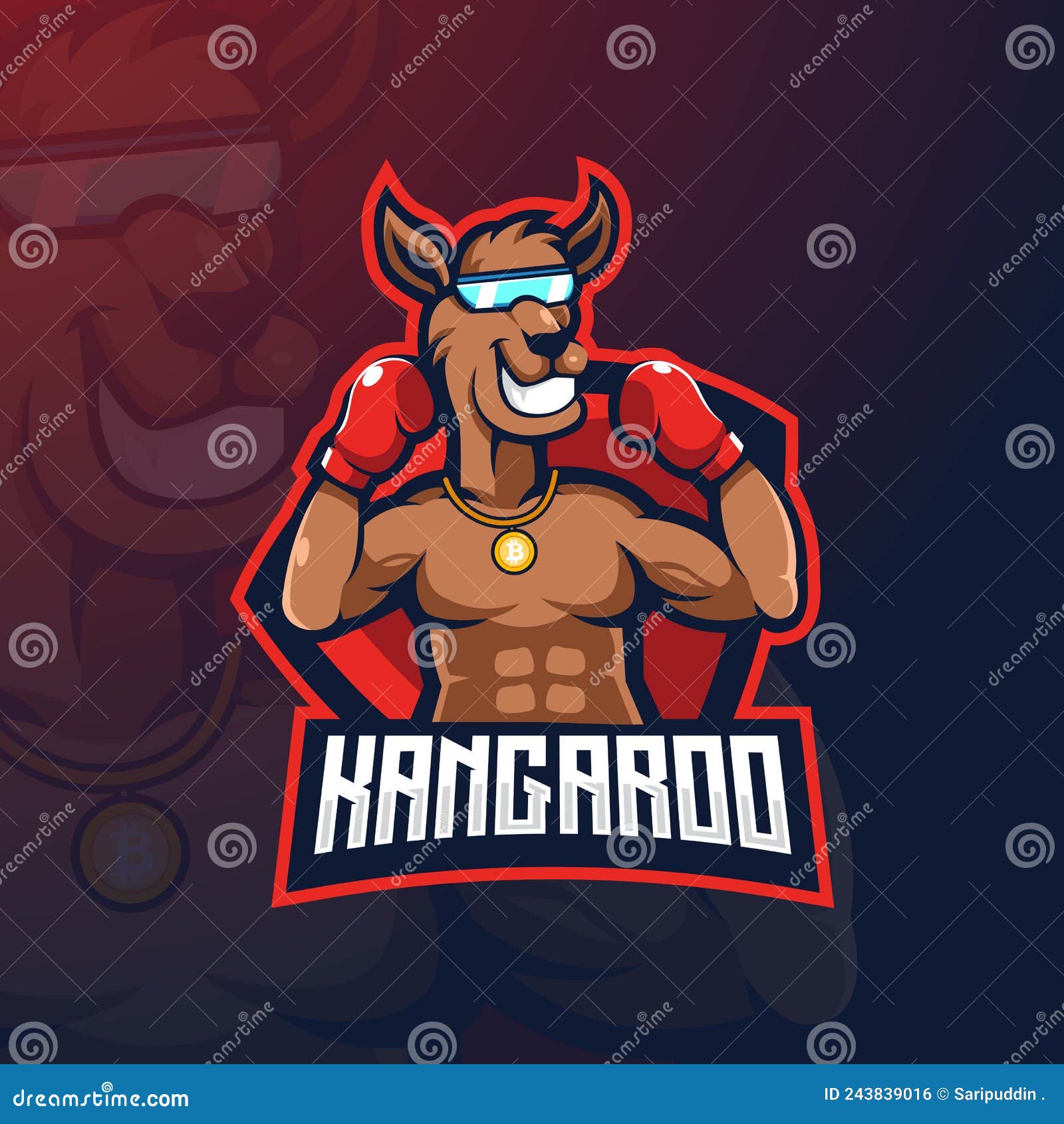 Kangaroo Boxer Mascot Esport Logo Design Vector Illustration ...