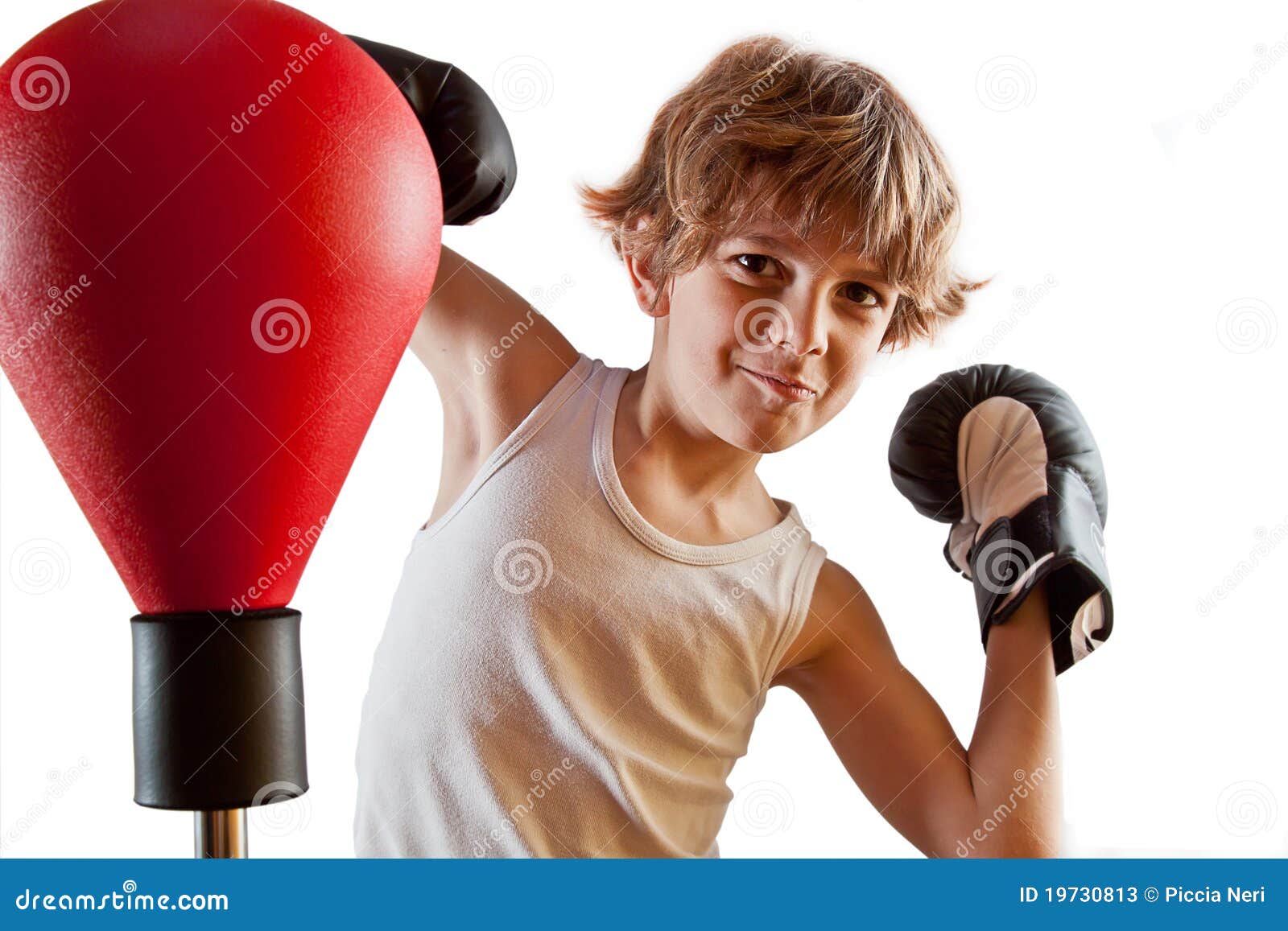Boxer Kid Training with Punching Ball Stock Image - Image of exercise ...