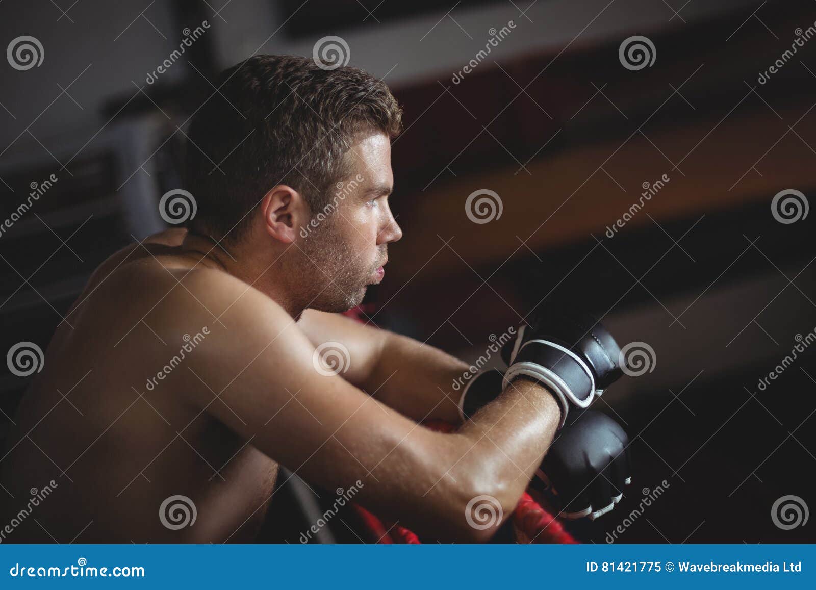 Boxer Leaning on Boxing Ring Stock Image - Image of arts, caucasian ...