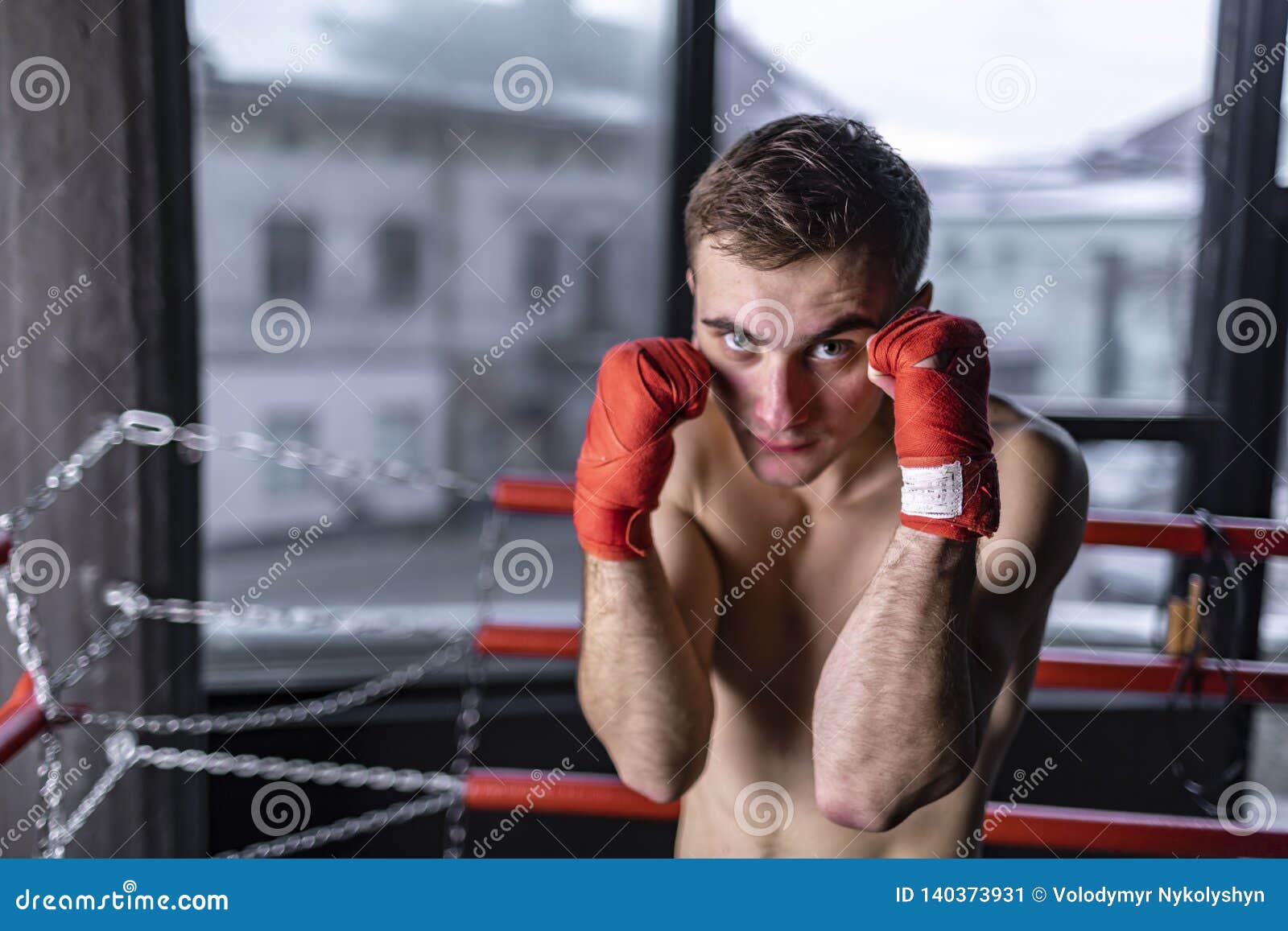 Boxer Man in Ring stock image. Image of kickboxing, handsome - 140373931
