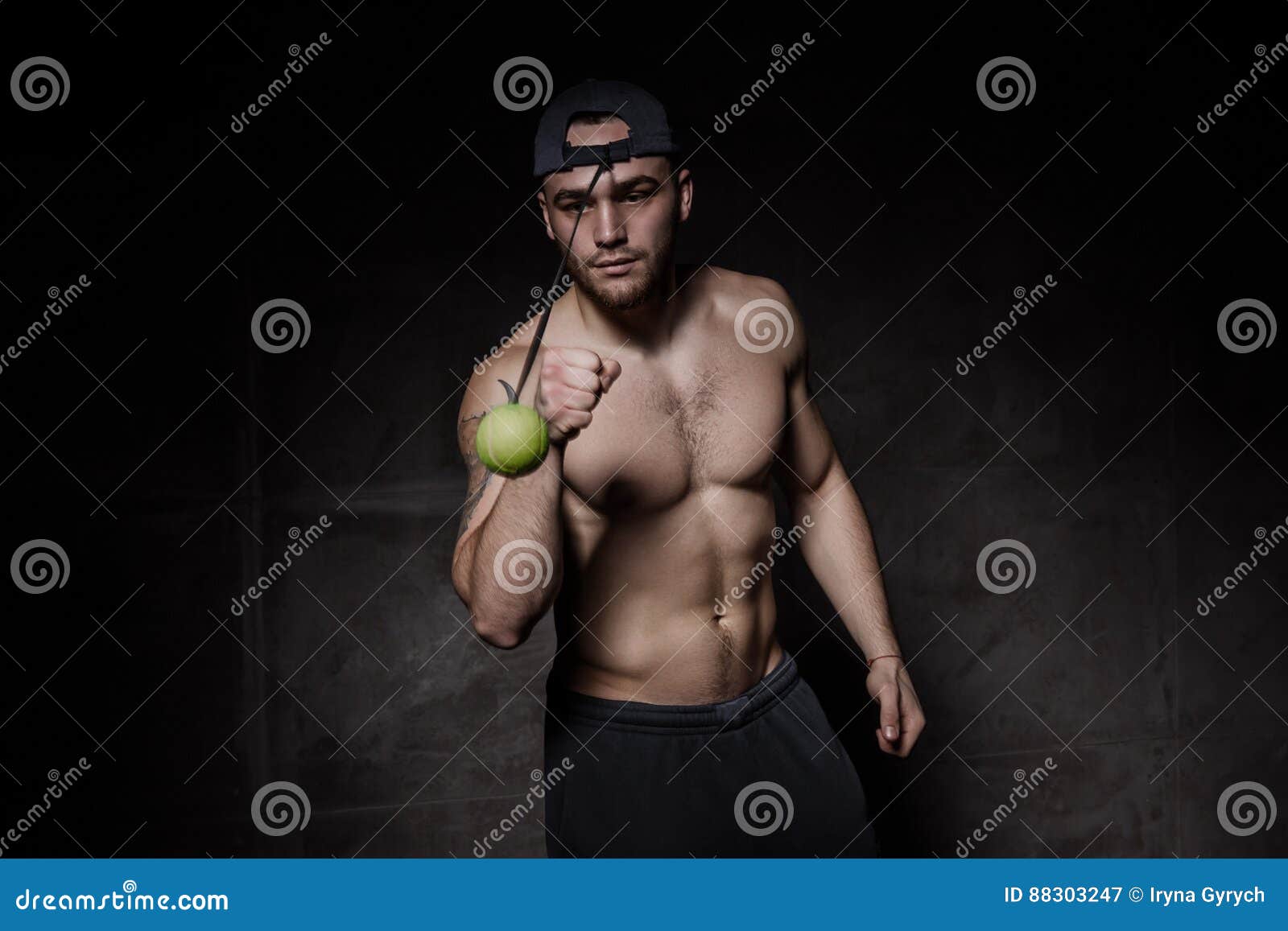 Boxer Man Training with Fight Ball Stock Image - Image of fightball ...