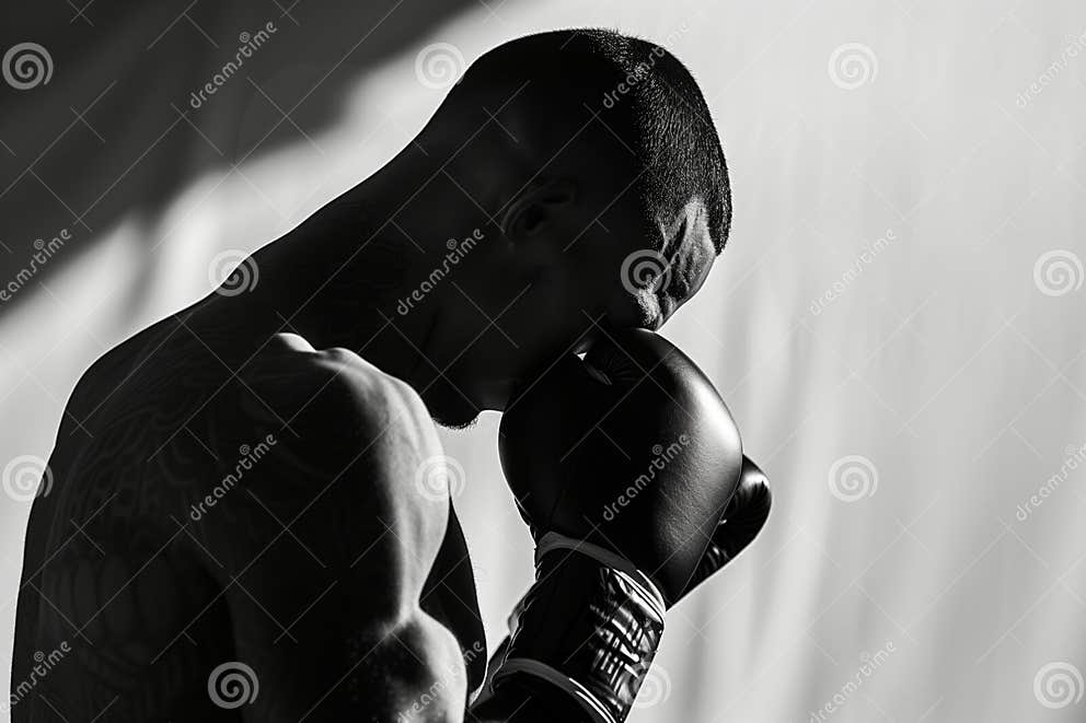 Boxer Practicing Breathing Techniques in Solitude before a Match Stock ...
