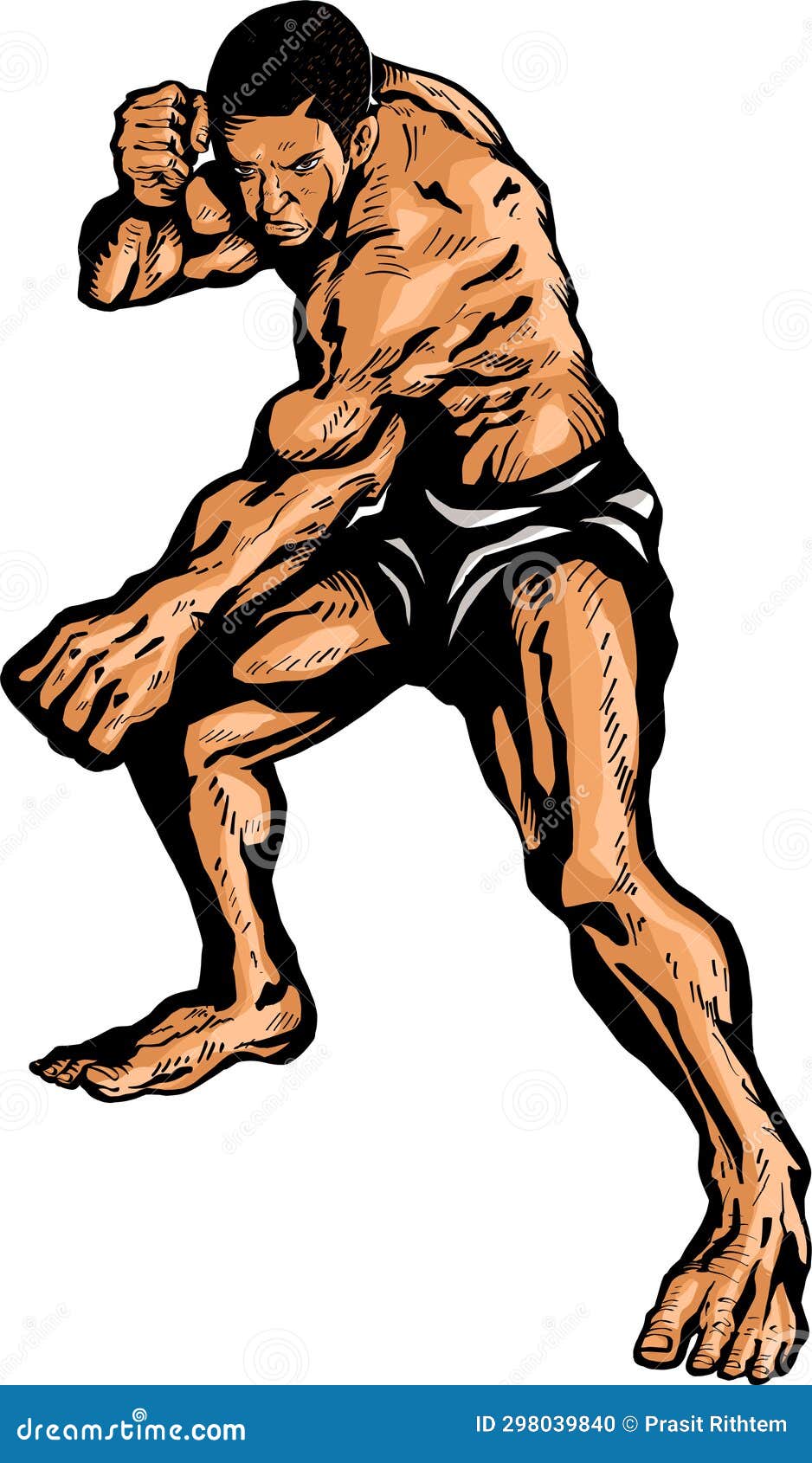 Boxer is Practicing His New Technique Pose Vector Colorful Stock ...