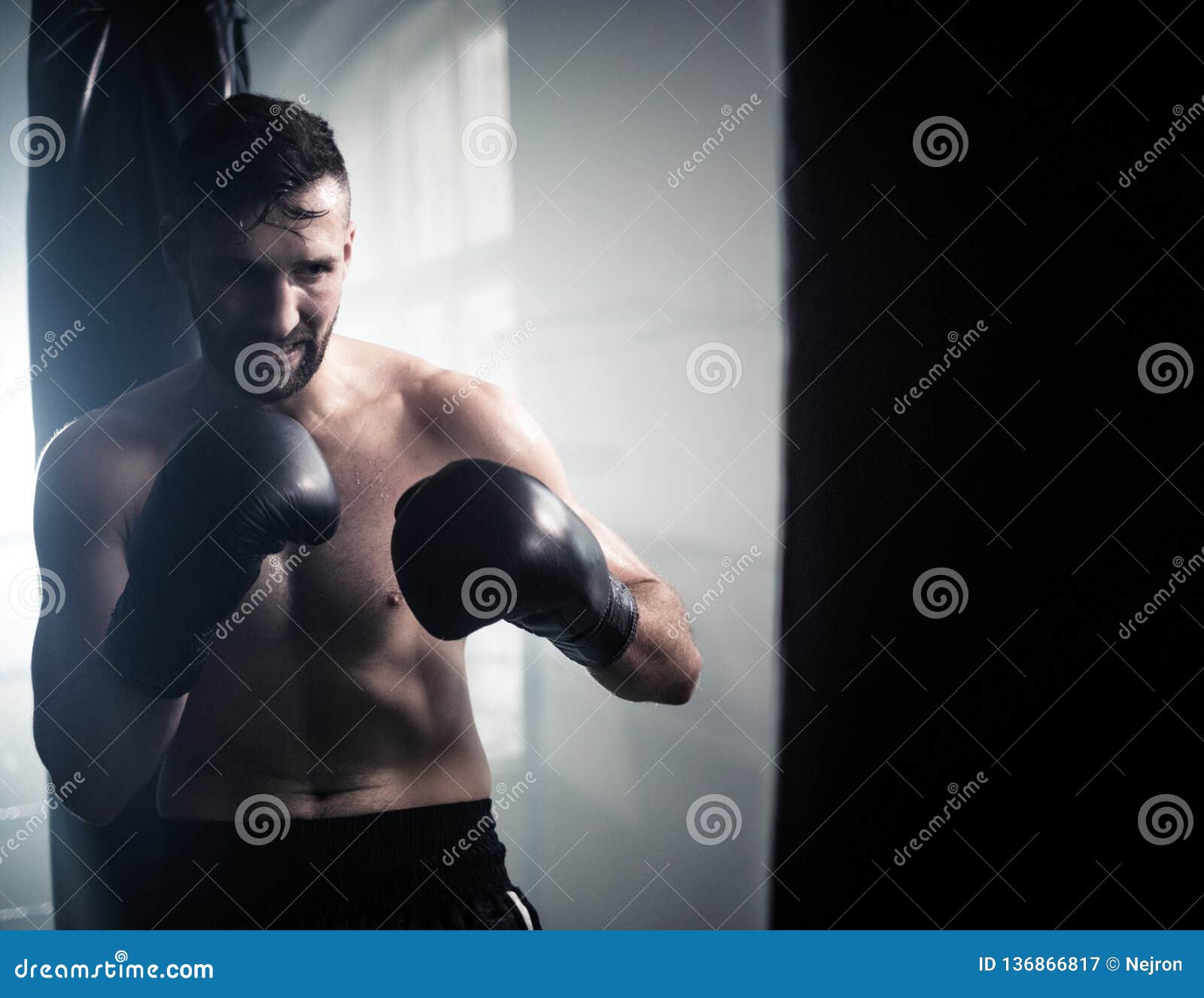 Boxer Preparing for a Hard Fight Stock Image - Image of male, muscular ...