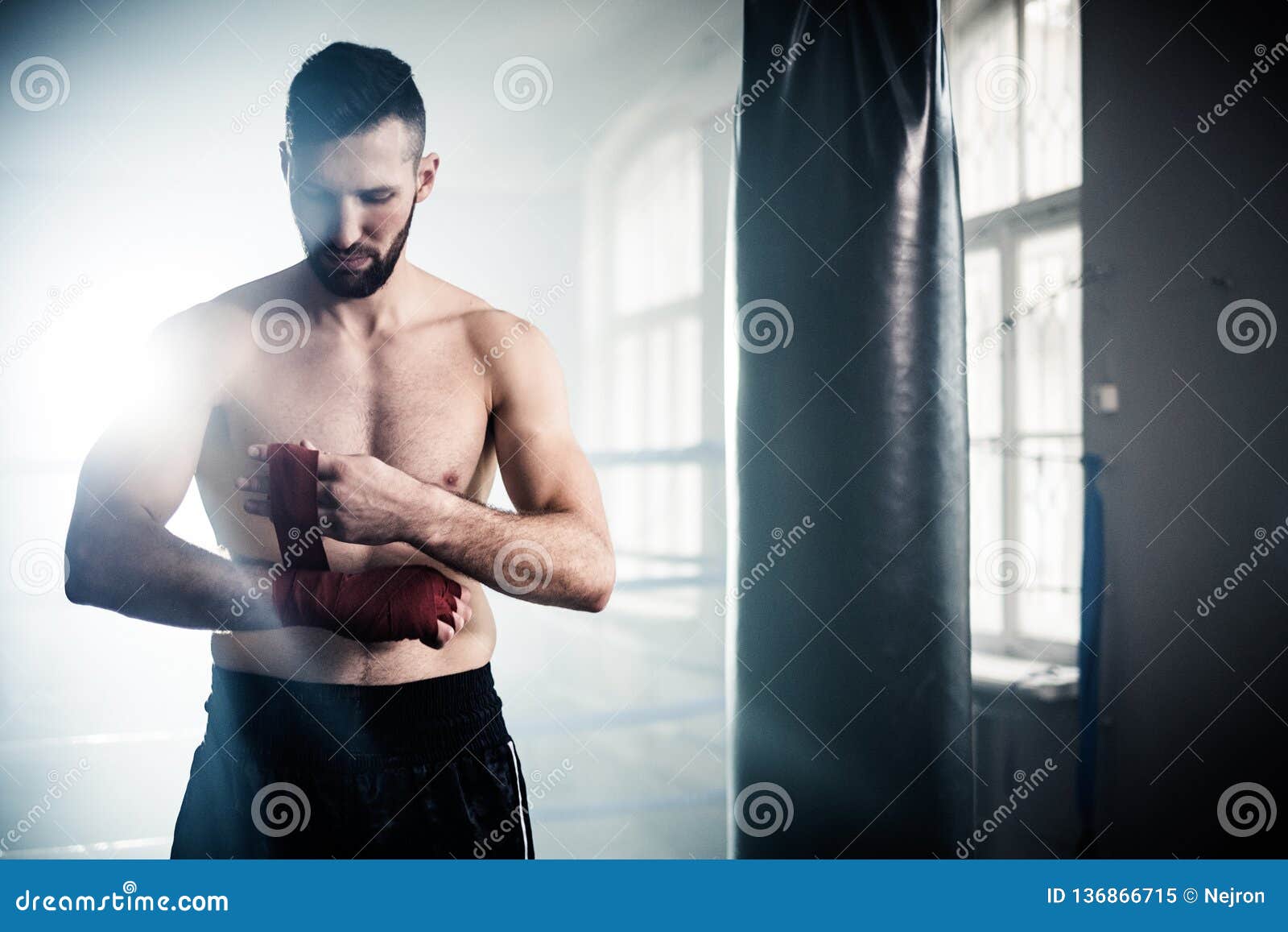 Boxer Preparing for a Hard Fight Stock Image - Image of powerful ...