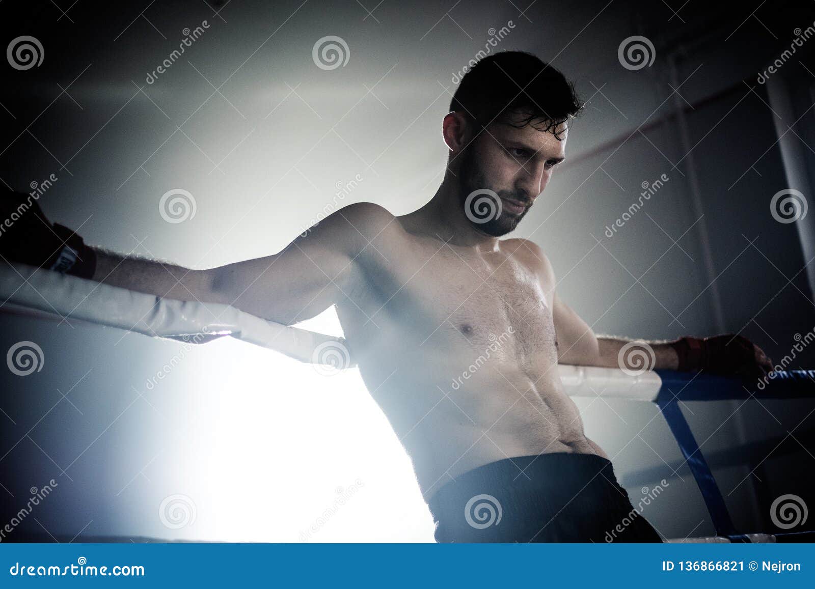 Boxer Preparing for a Hard Fight Stock Image - Image of aggression ...