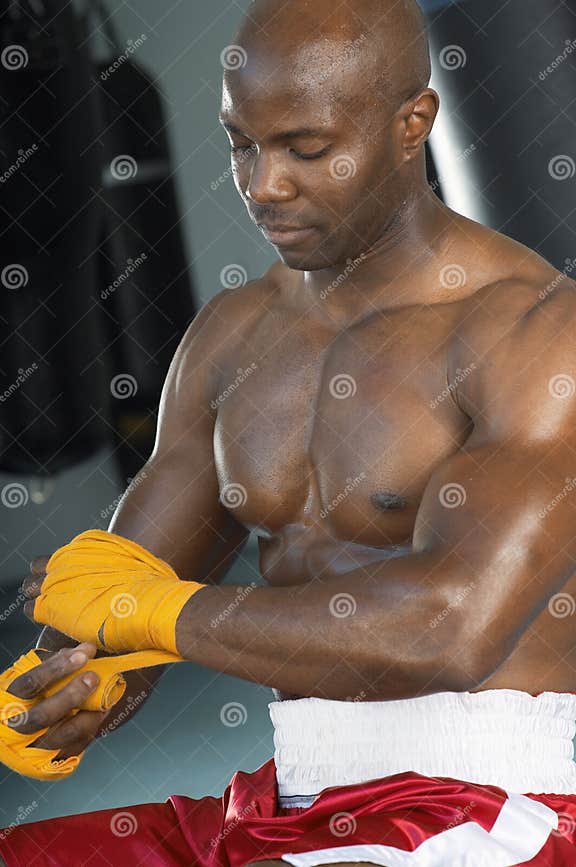 Boxer Preparing Himself for a Match Stock Image - Image of fight ...
