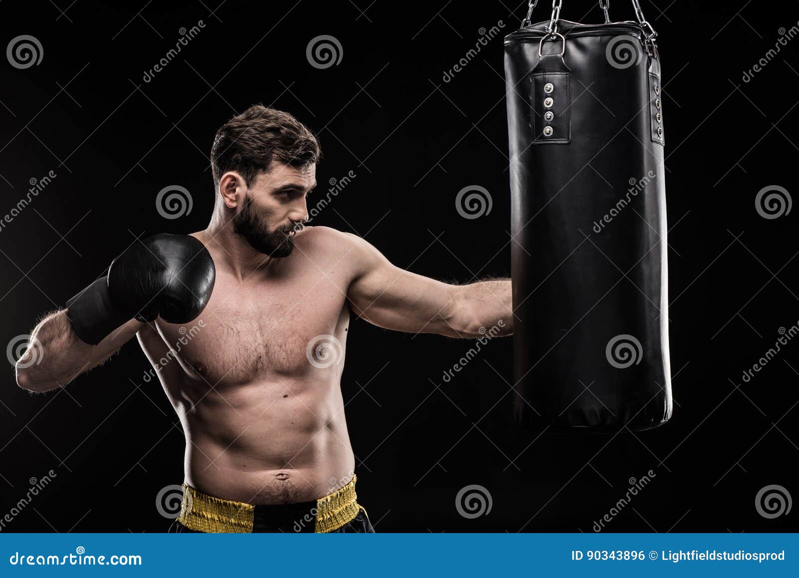Boxer with punching bag stock photo. Image of activity - 90343896