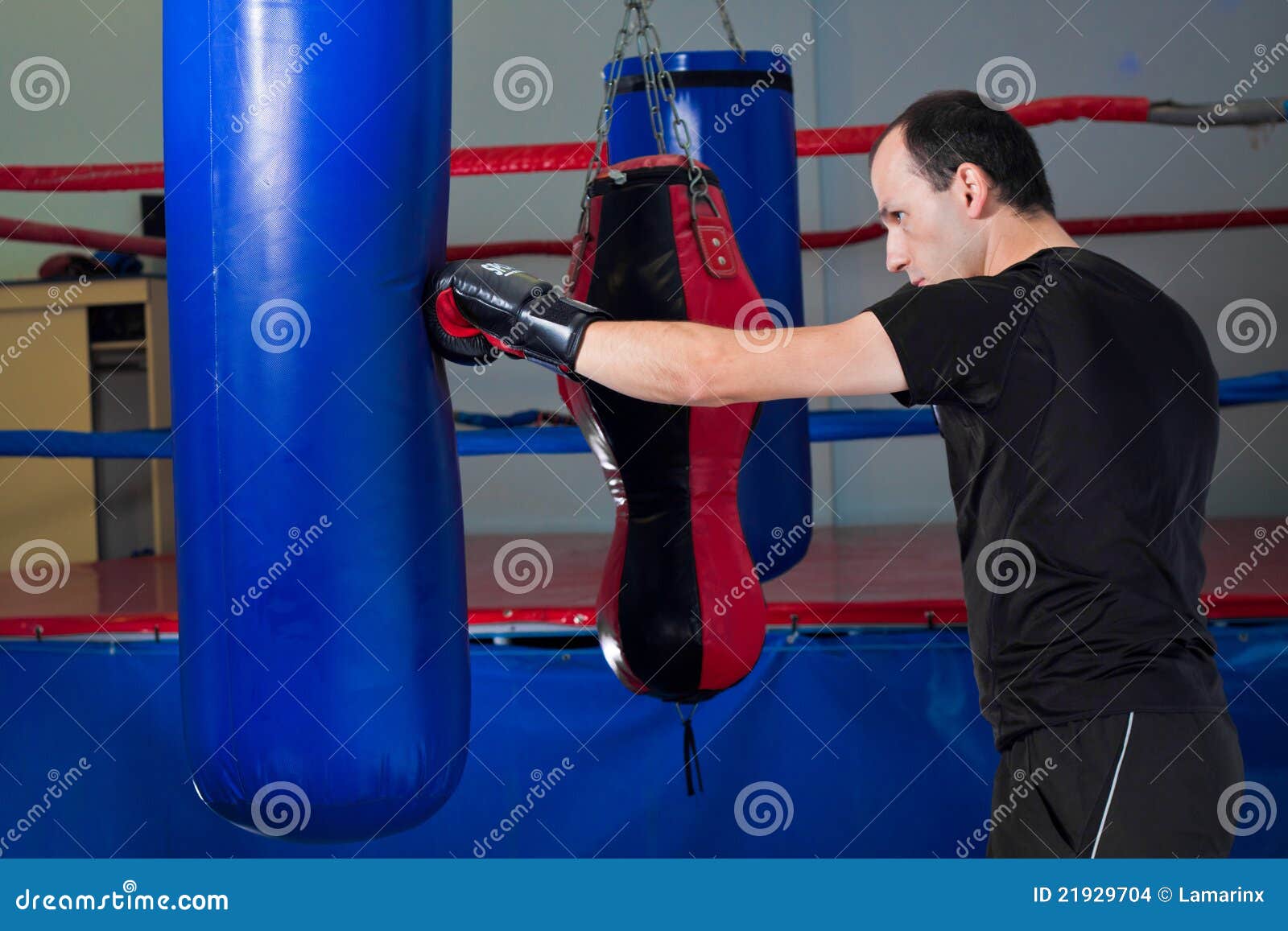 Boxer Punching a Sand Bag with Back Hand Stock Photo - Image of ...