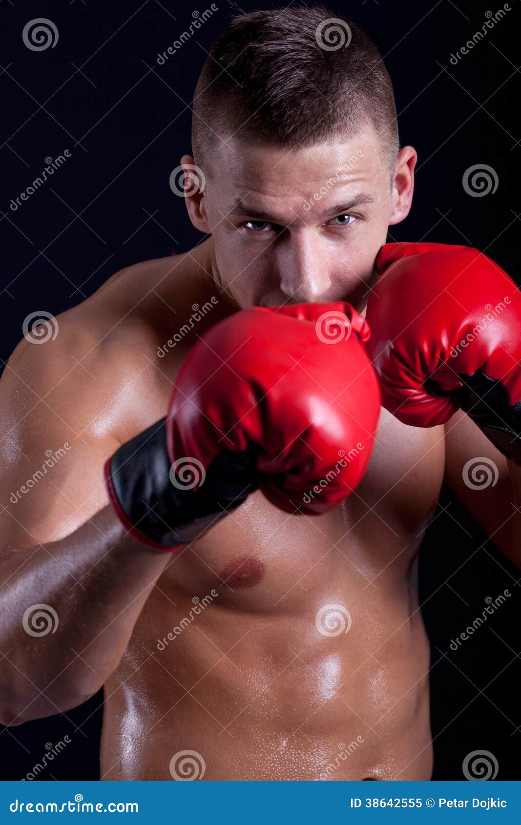 Boxer with red gloves stock image. Image of hitting, fighter - 38642555