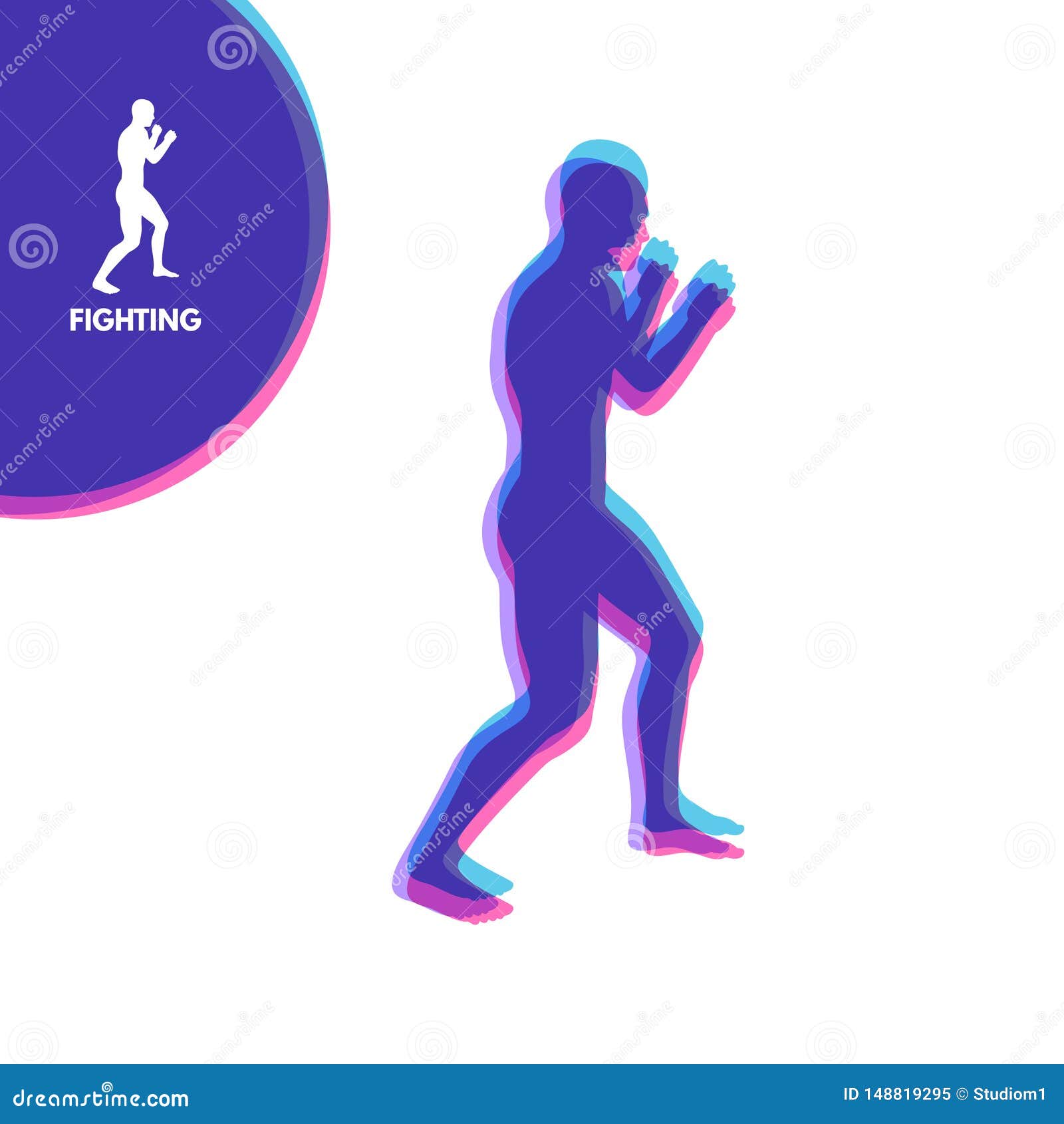 Boxer. Silhouette of a Fighting Man. Design Template for Sport. Emblem ...