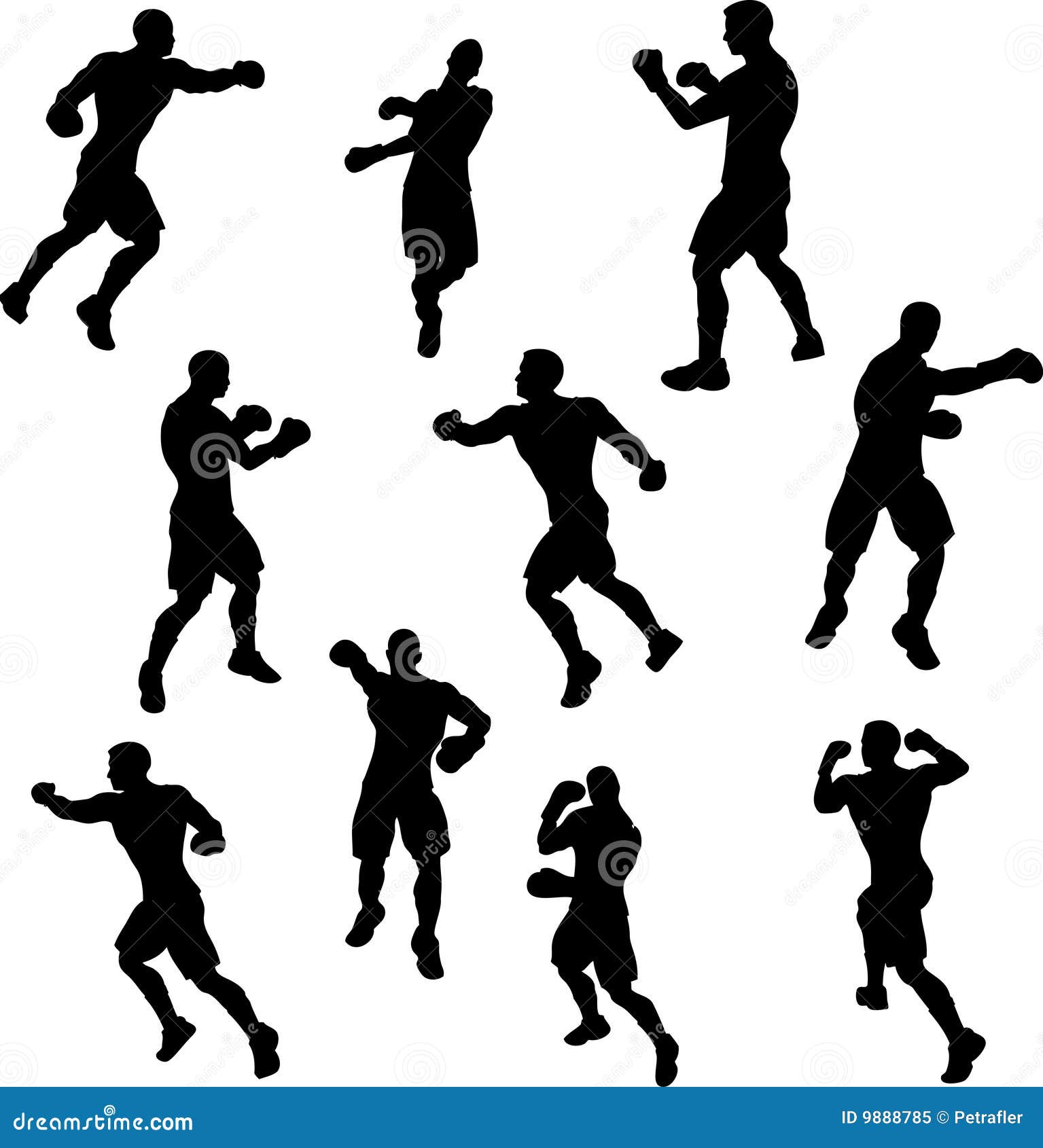 Boxer Silhouettes stock vector. Illustration of fighter - 9888785
