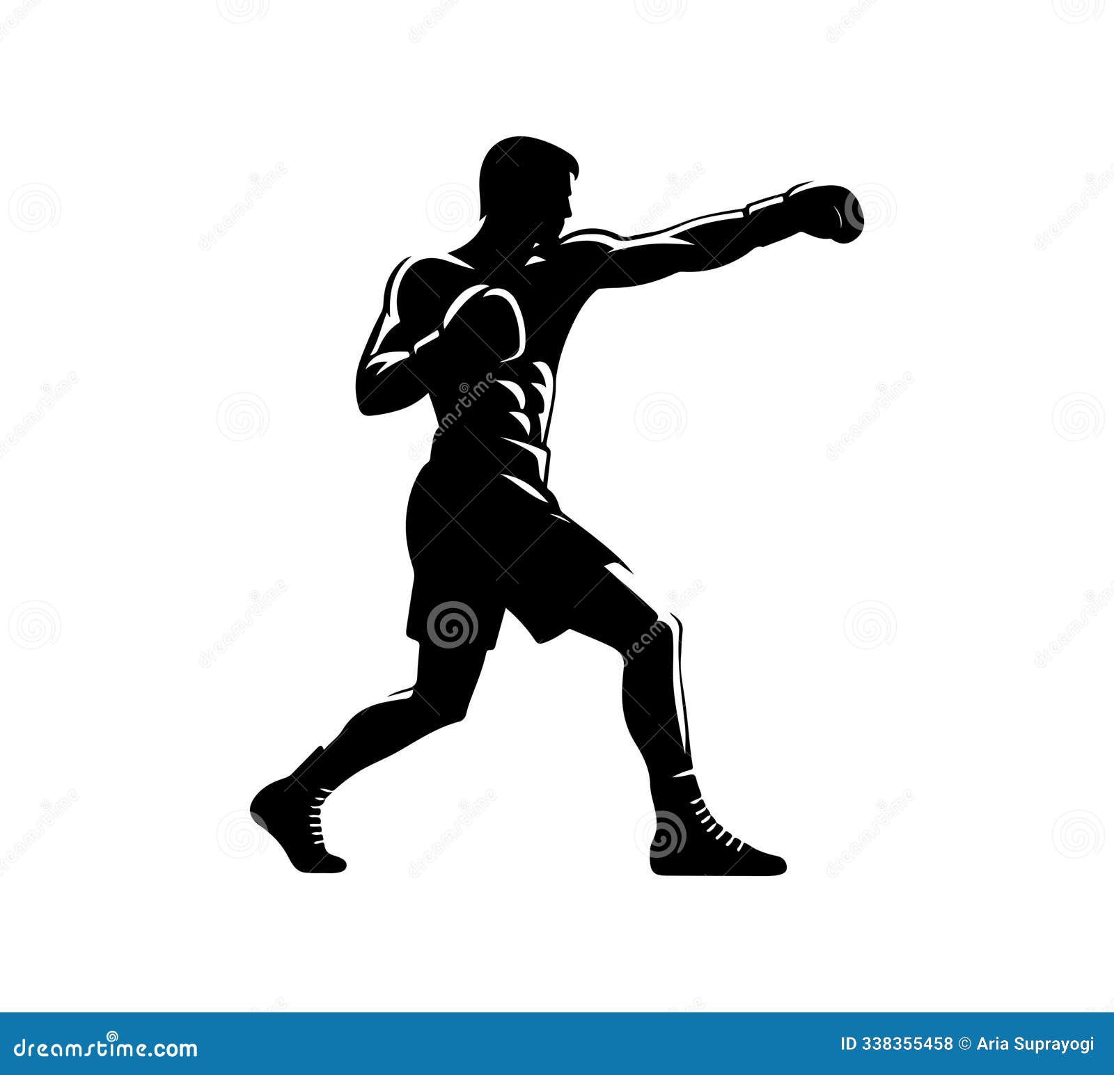 Boxer silhoutte jab punch stock vector. Illustration of boxing - 338355458