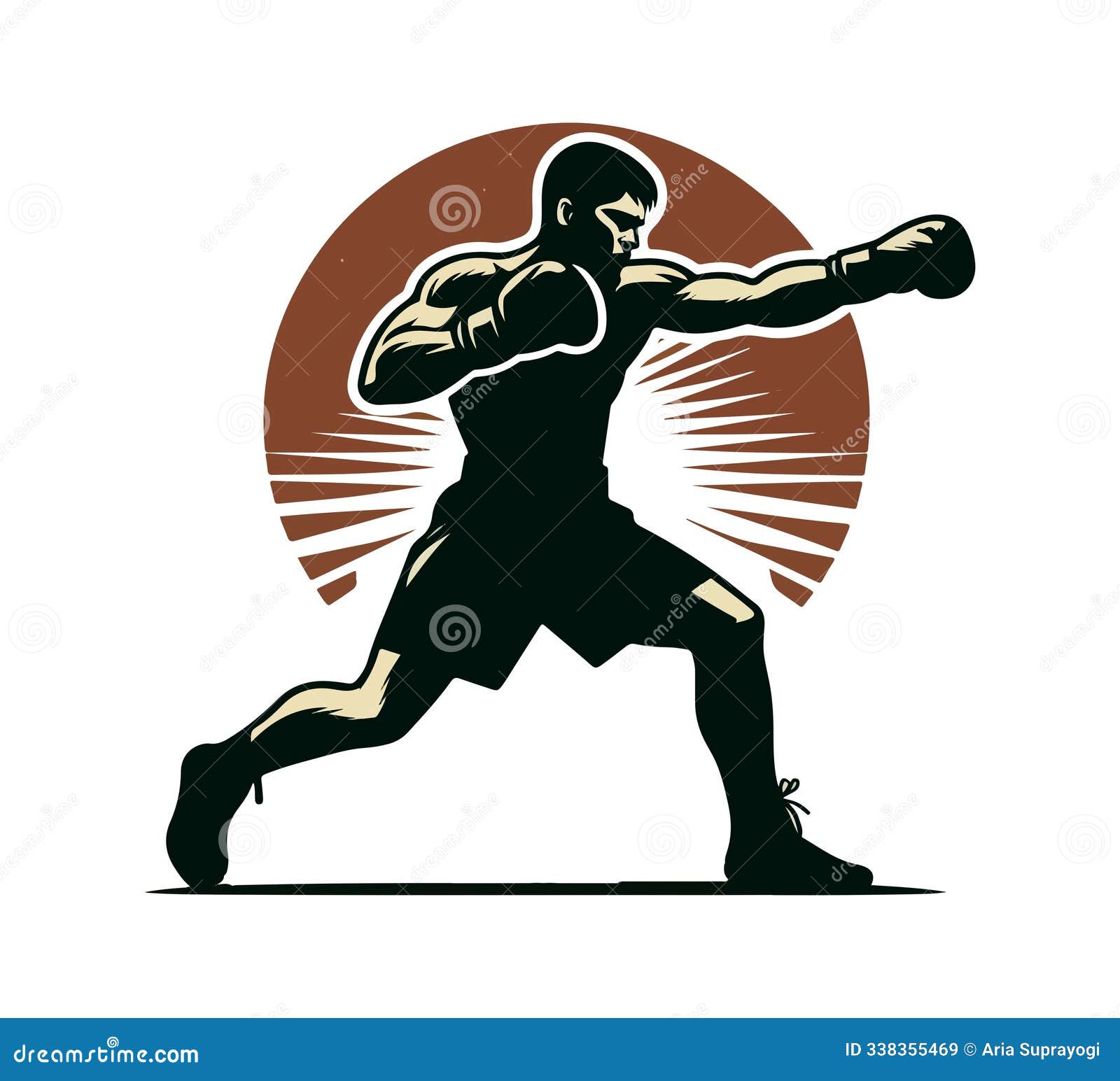 Boxer silhoutte jab punch stock vector. Illustration of active - 338355469