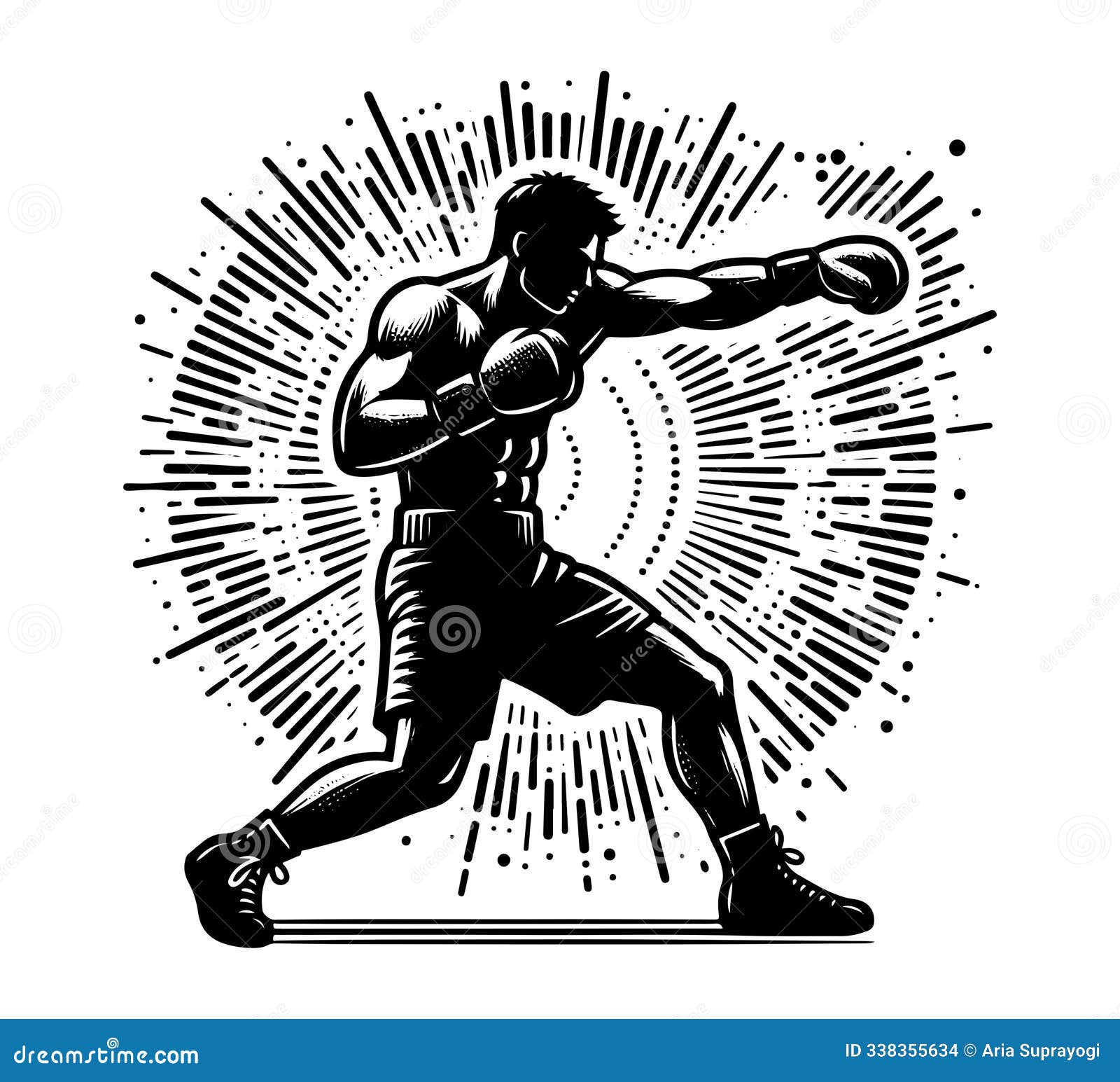 Boxer silhoutte jab punch stock vector. Illustration of vector - 338355634